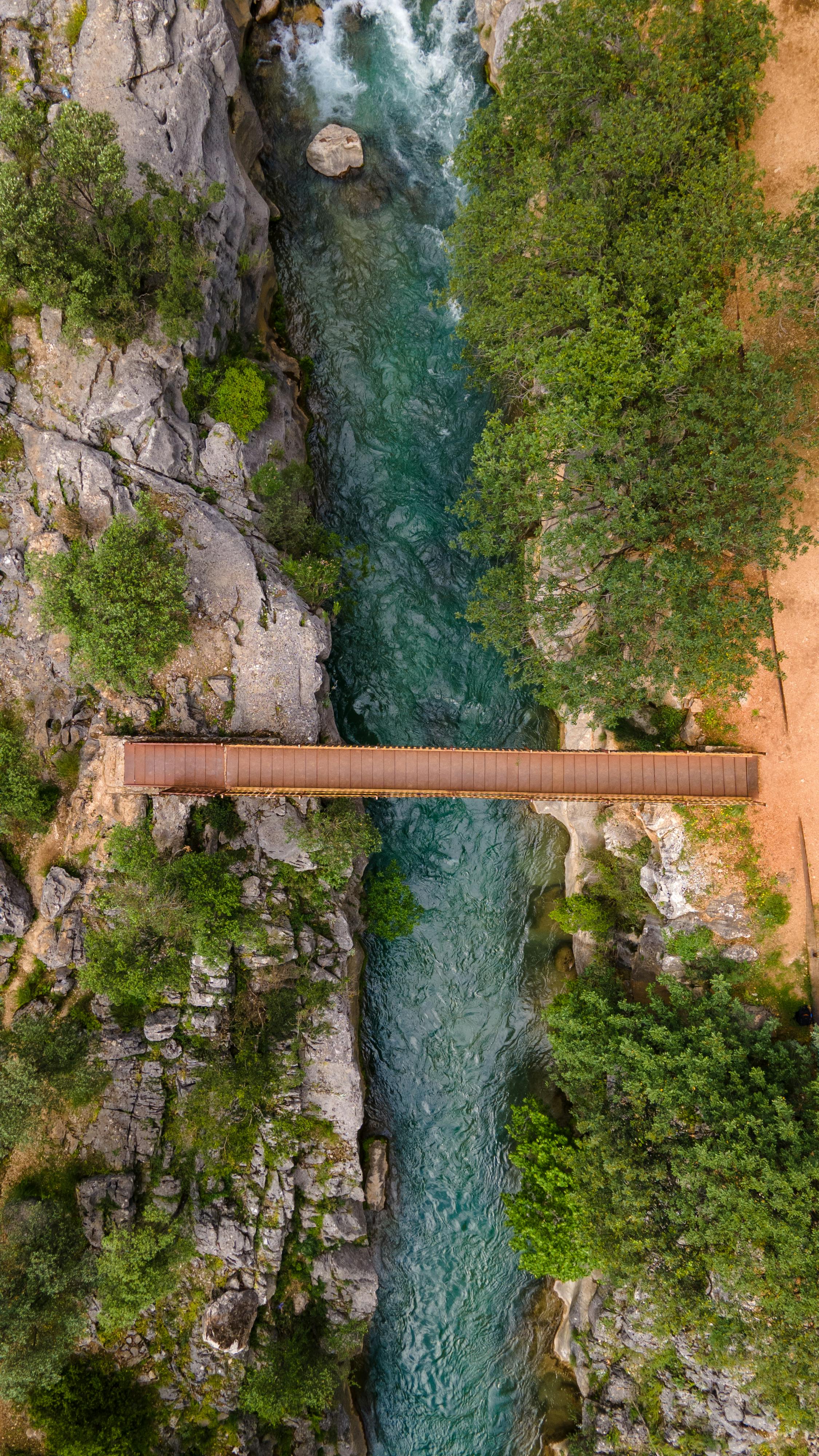 Aerial View of a Small Bridge over a River · Free Stock Photo