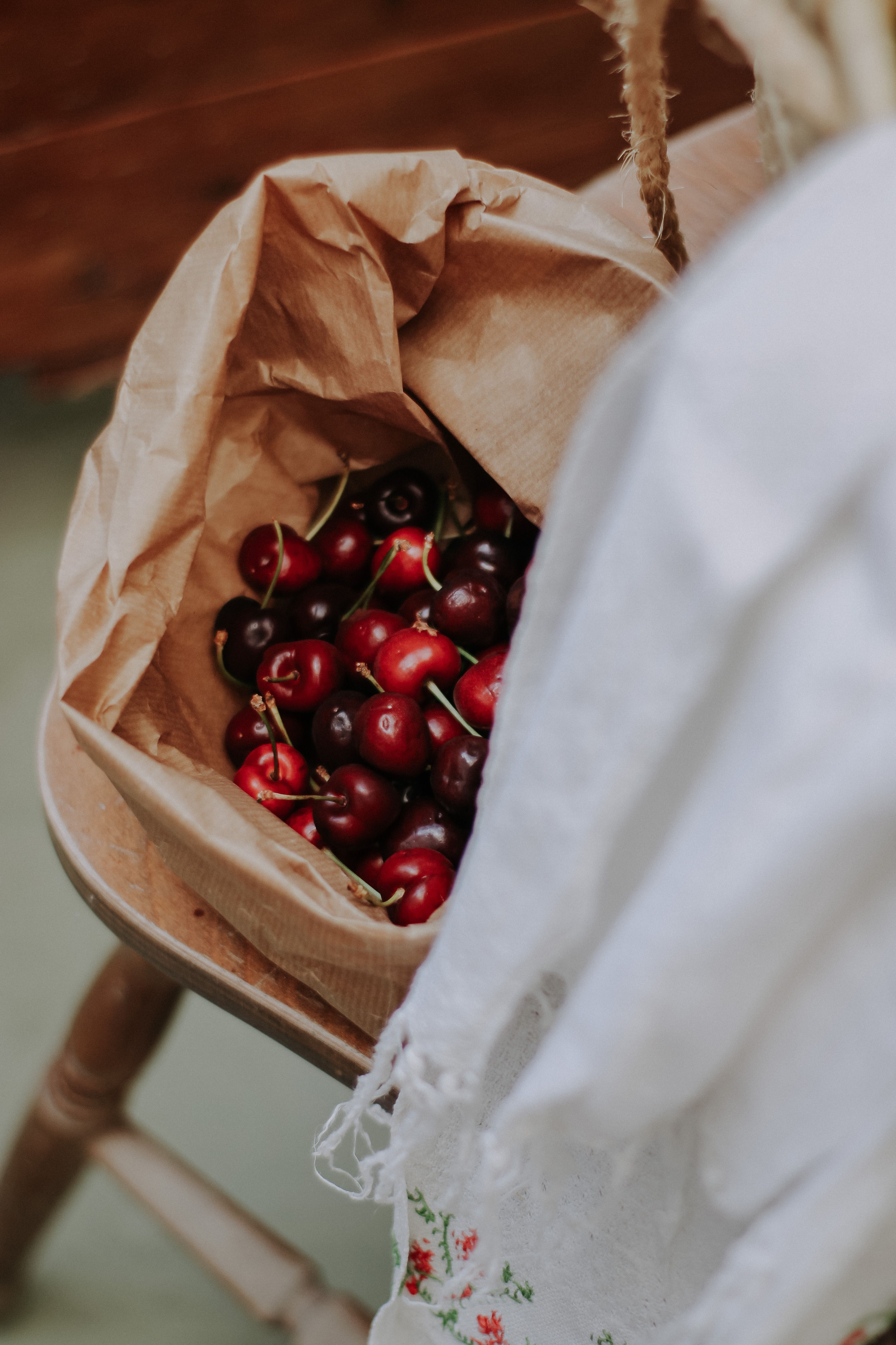 Sweet Cherries in a Paper Bag · Free Stock Photo