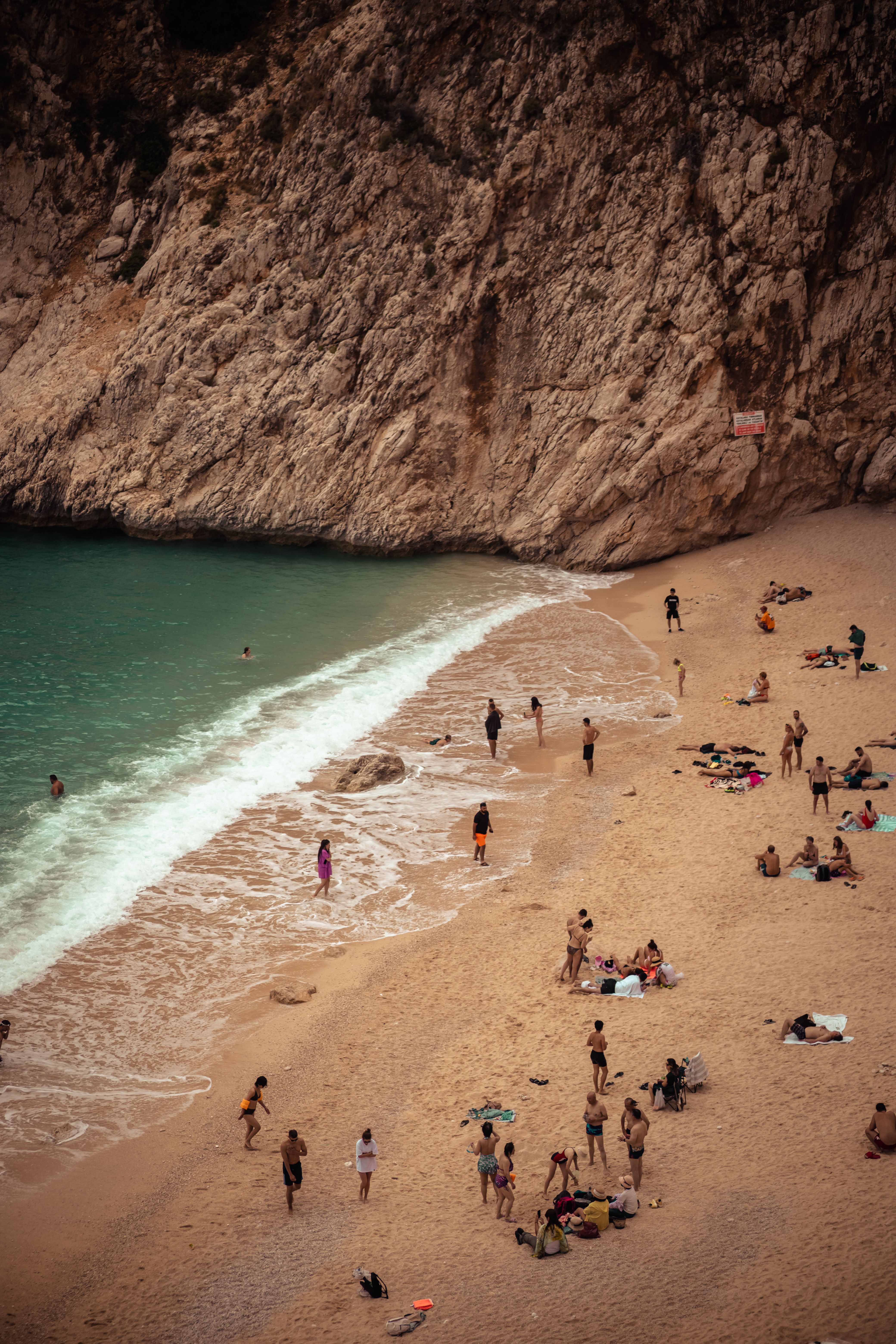 Aerial View of People Sunbathing on the Kaputas Beach in Turkey · Free ...