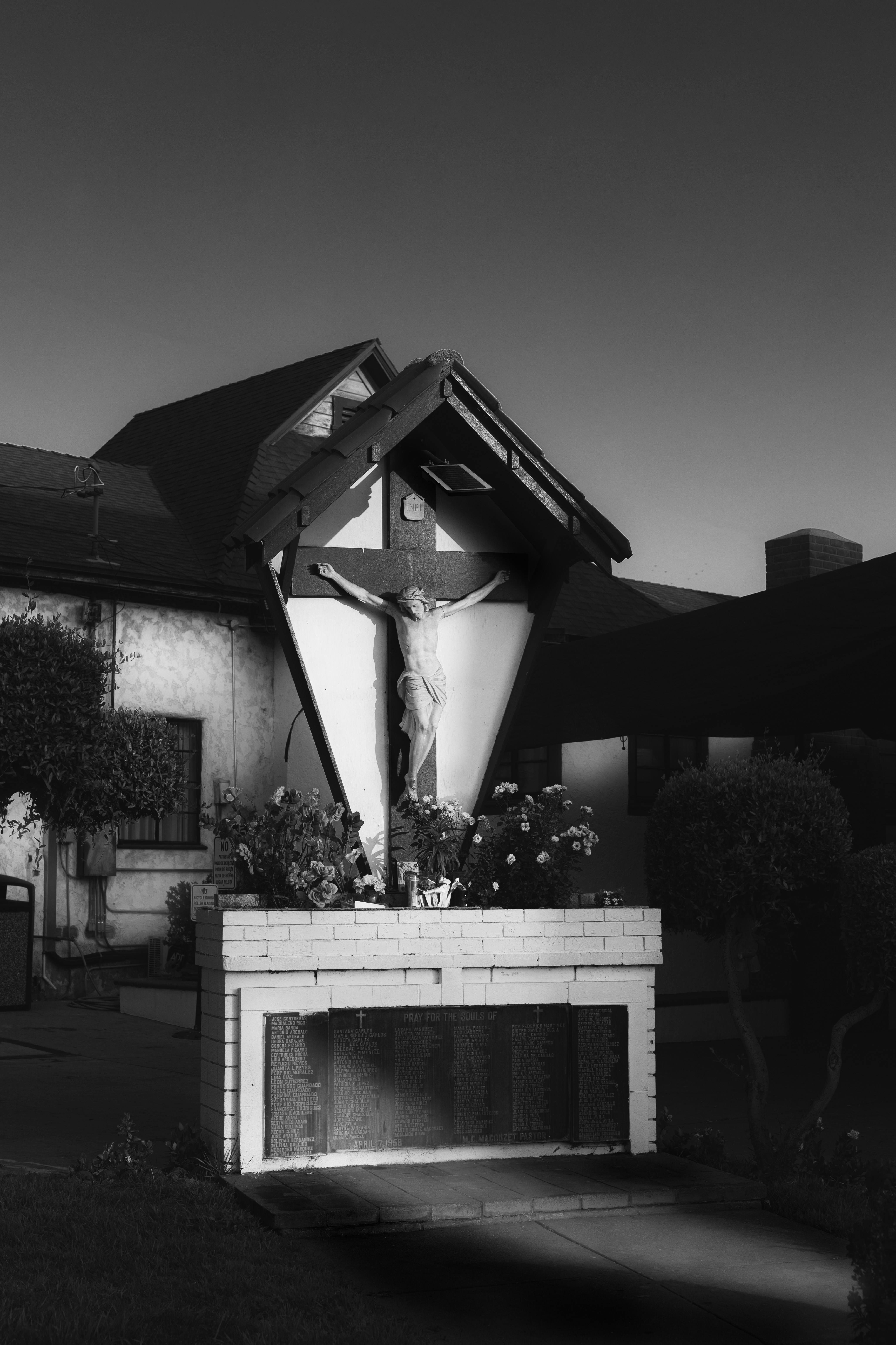 Black and White Picture of a Religious Statue of Jesus on the Cross ...