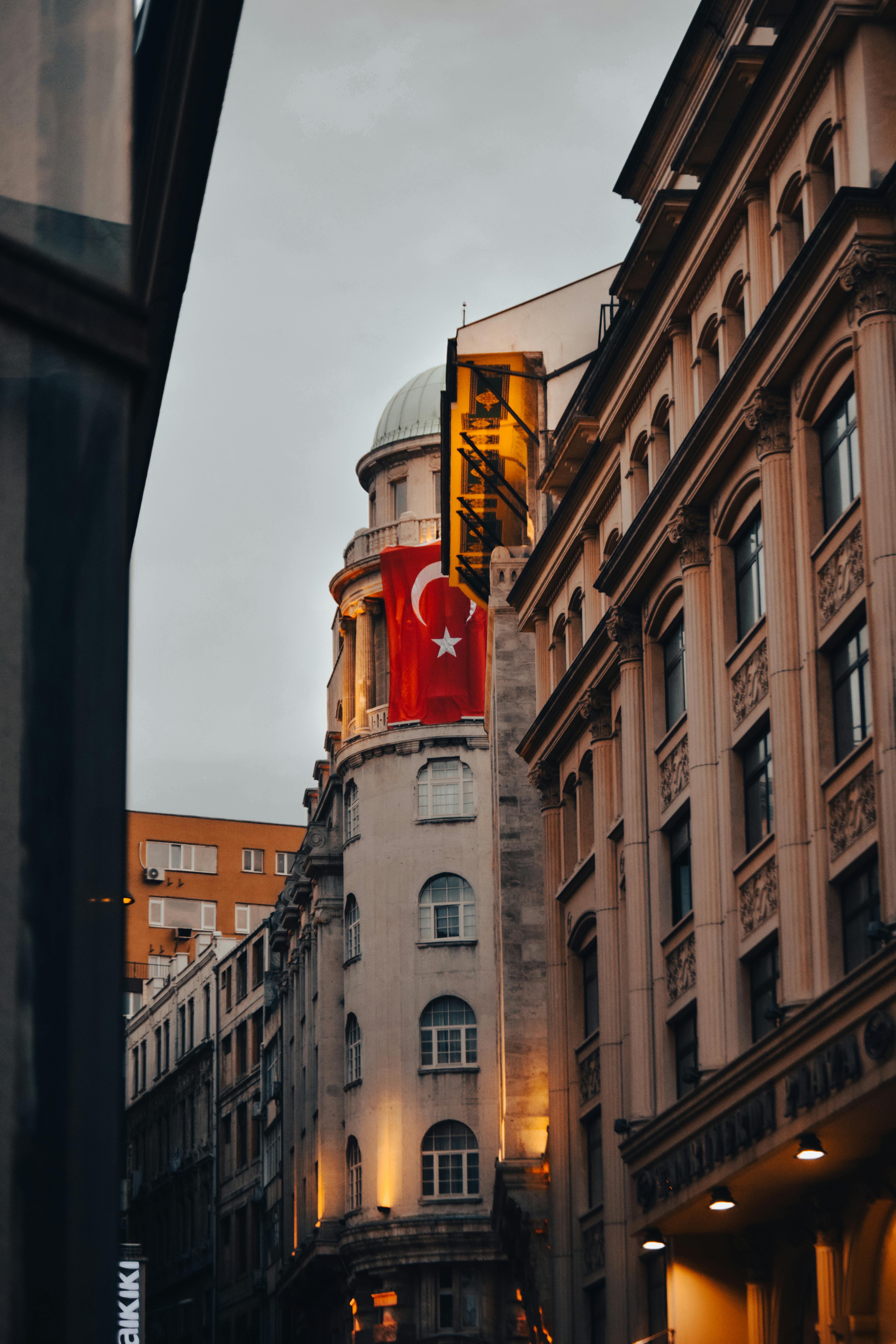 Girl Standing on Corridor with Turkish Flag · Free Stock Photo