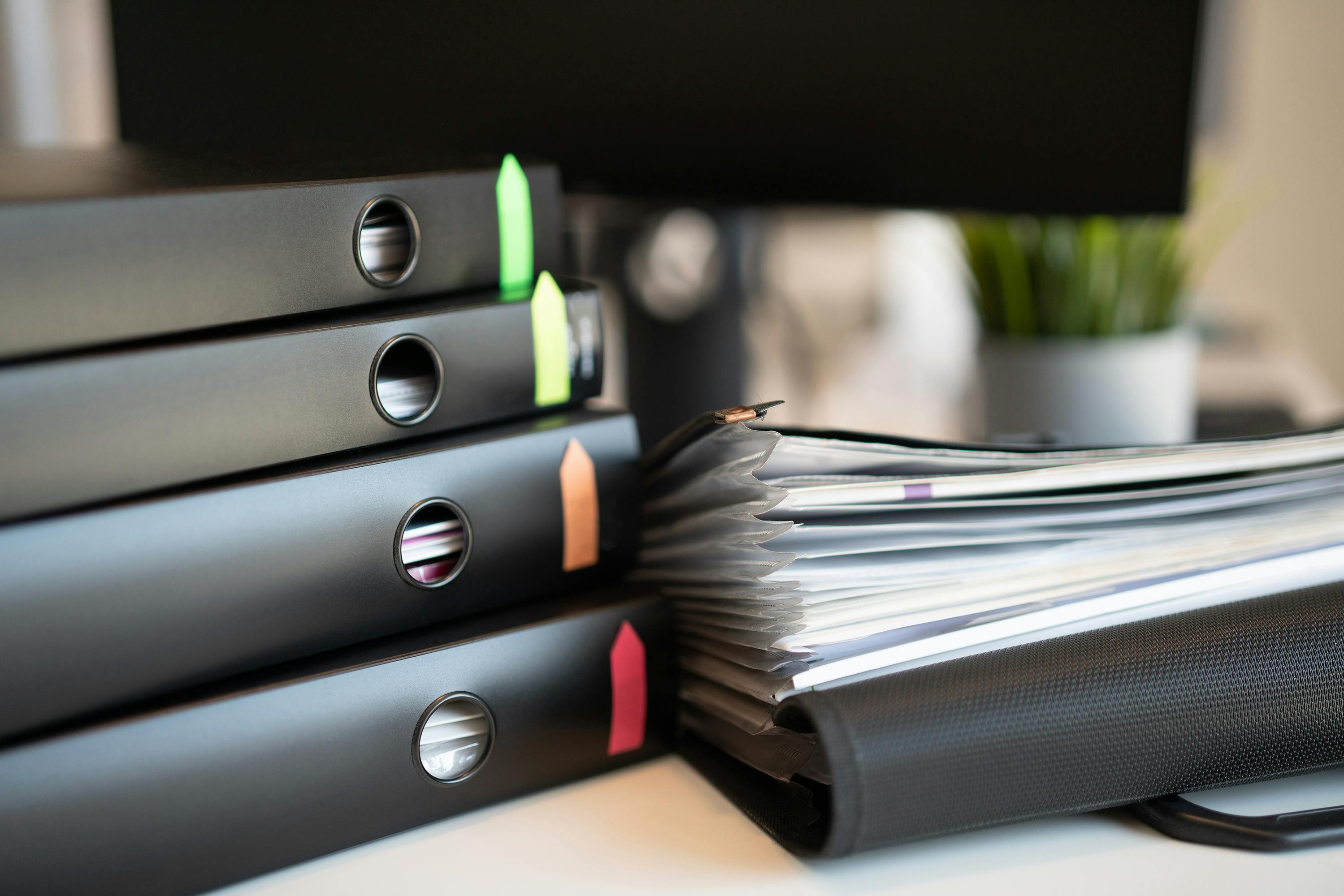 Ring Binders with Documents on Desk · Free Stock Photo