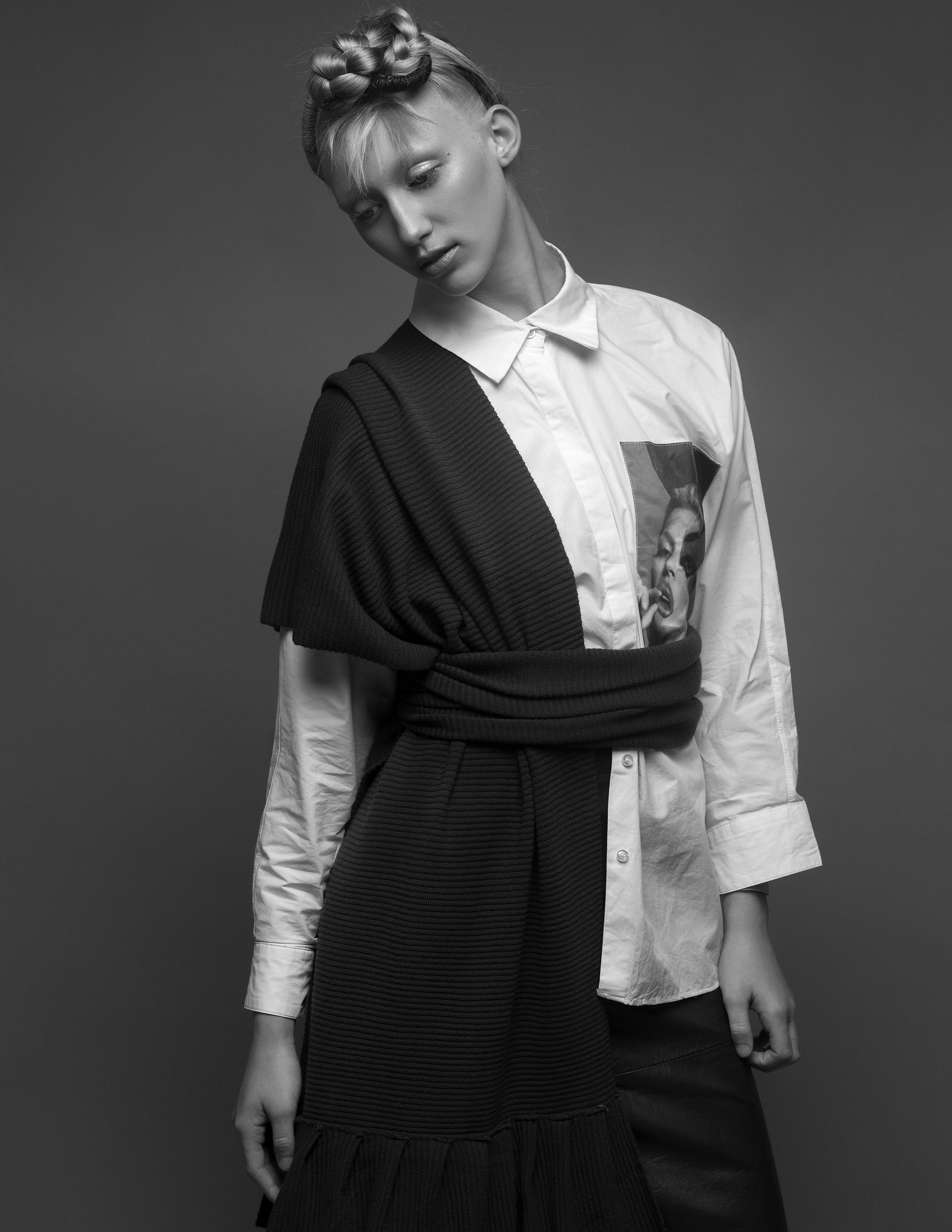 Studio Shot of Smiling Model in Turtleneck · Free Stock Photo