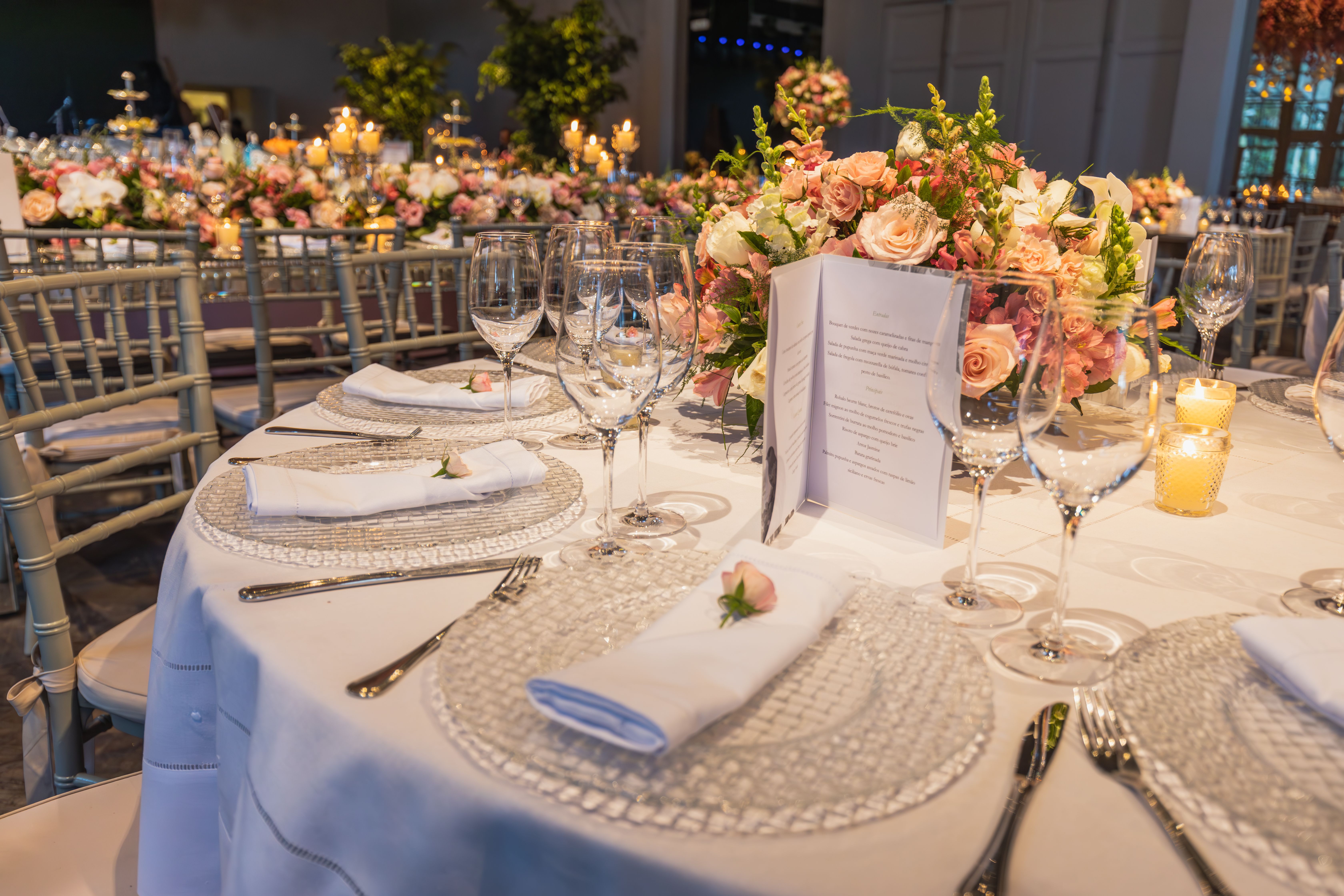 Reception Table with Flower Arrangements · Free Stock Photo