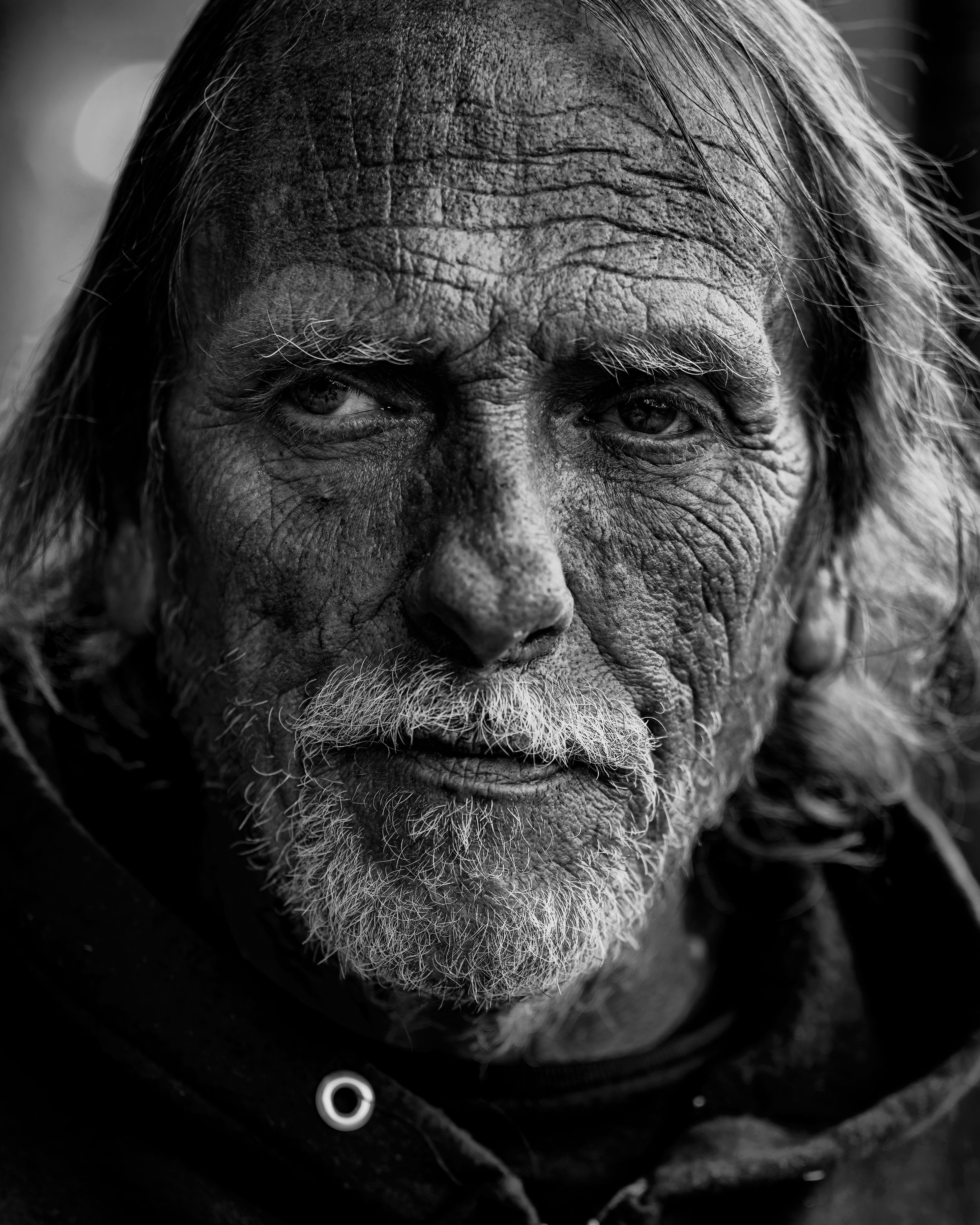 Elderly Man Face in Black and White · Free Stock Photo