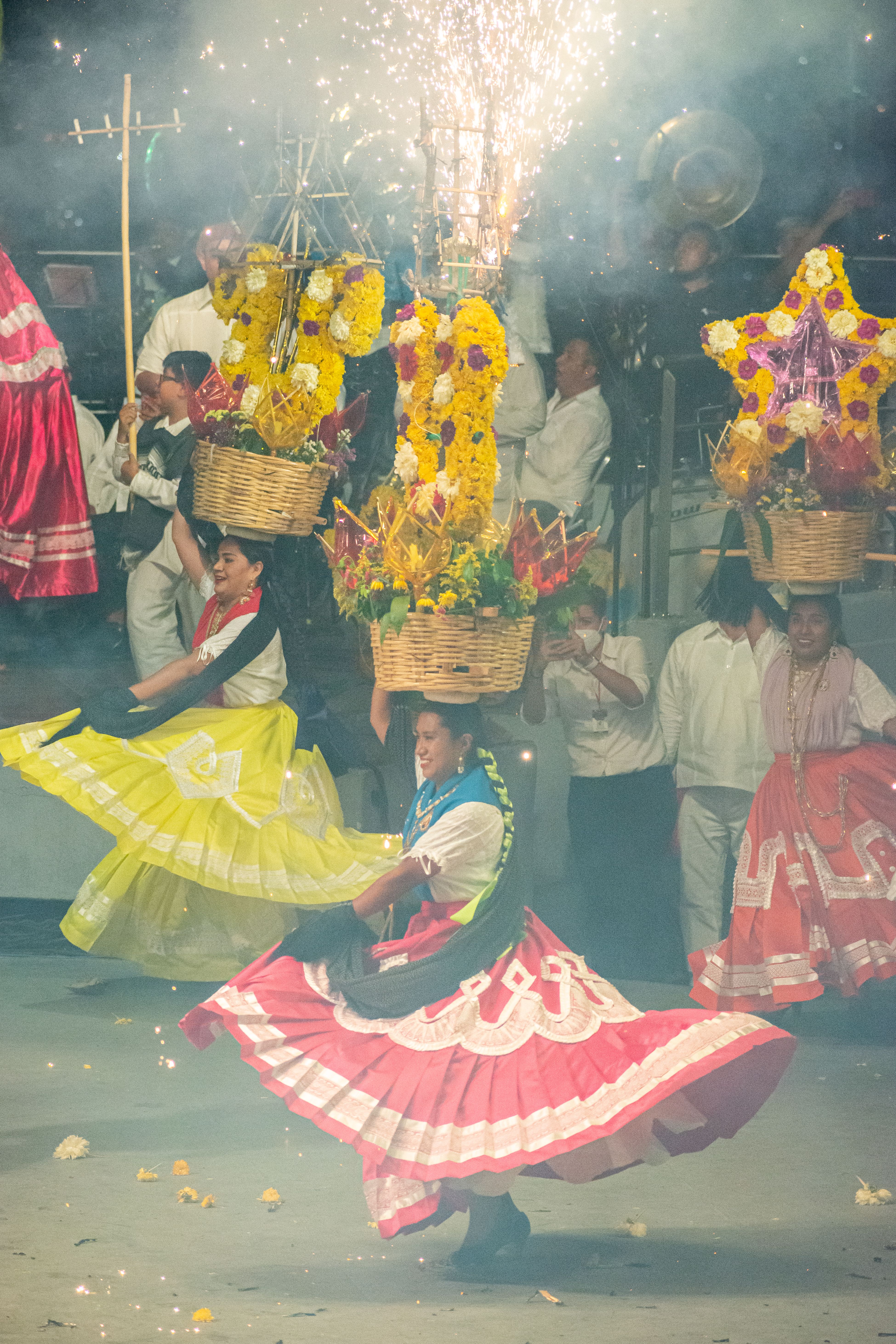 Dancers in Traditional Clothing and with Colorful Baskets · Free Stock ...