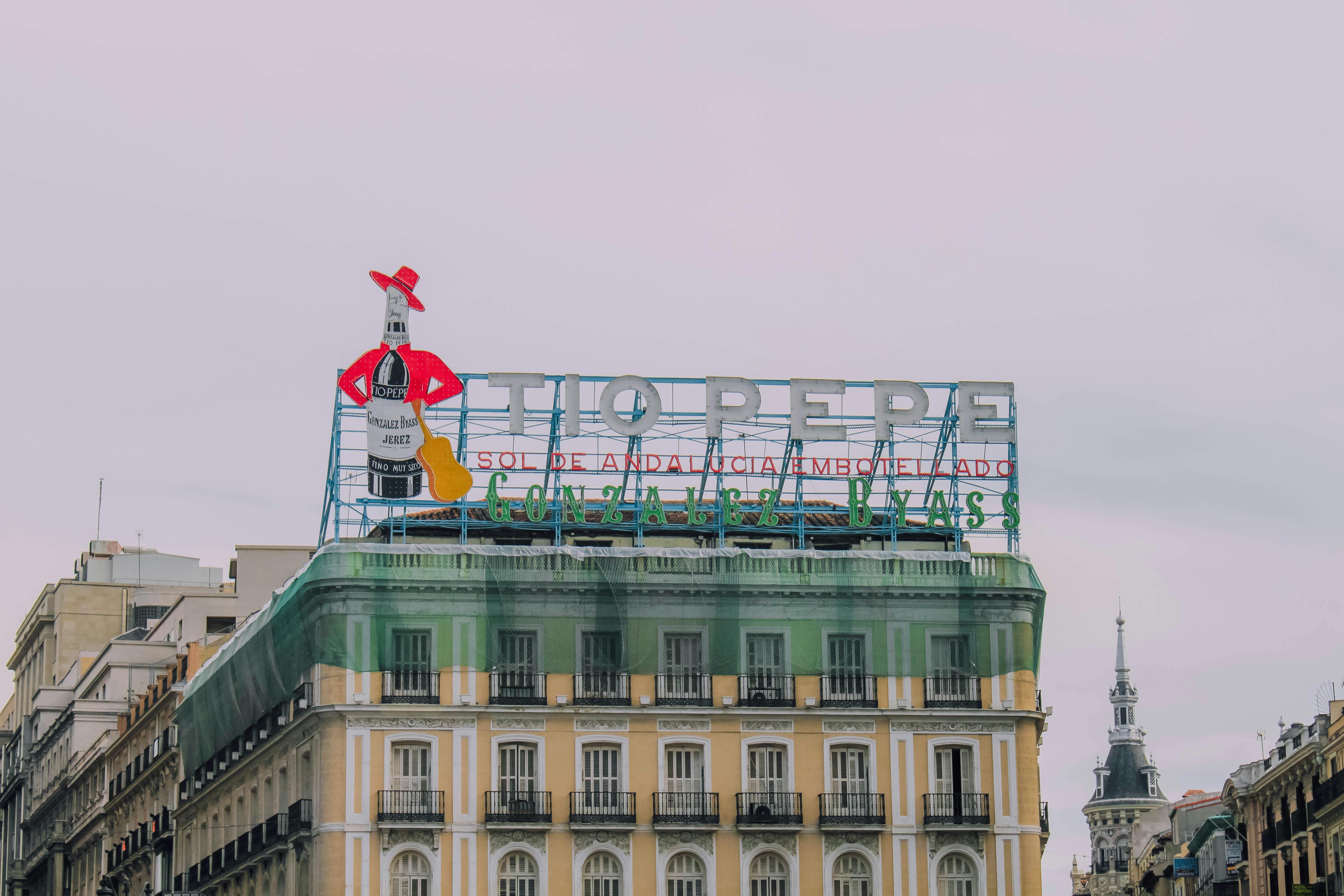 Tio Pepe Logo on Building in Madrid · Free Stock Photo