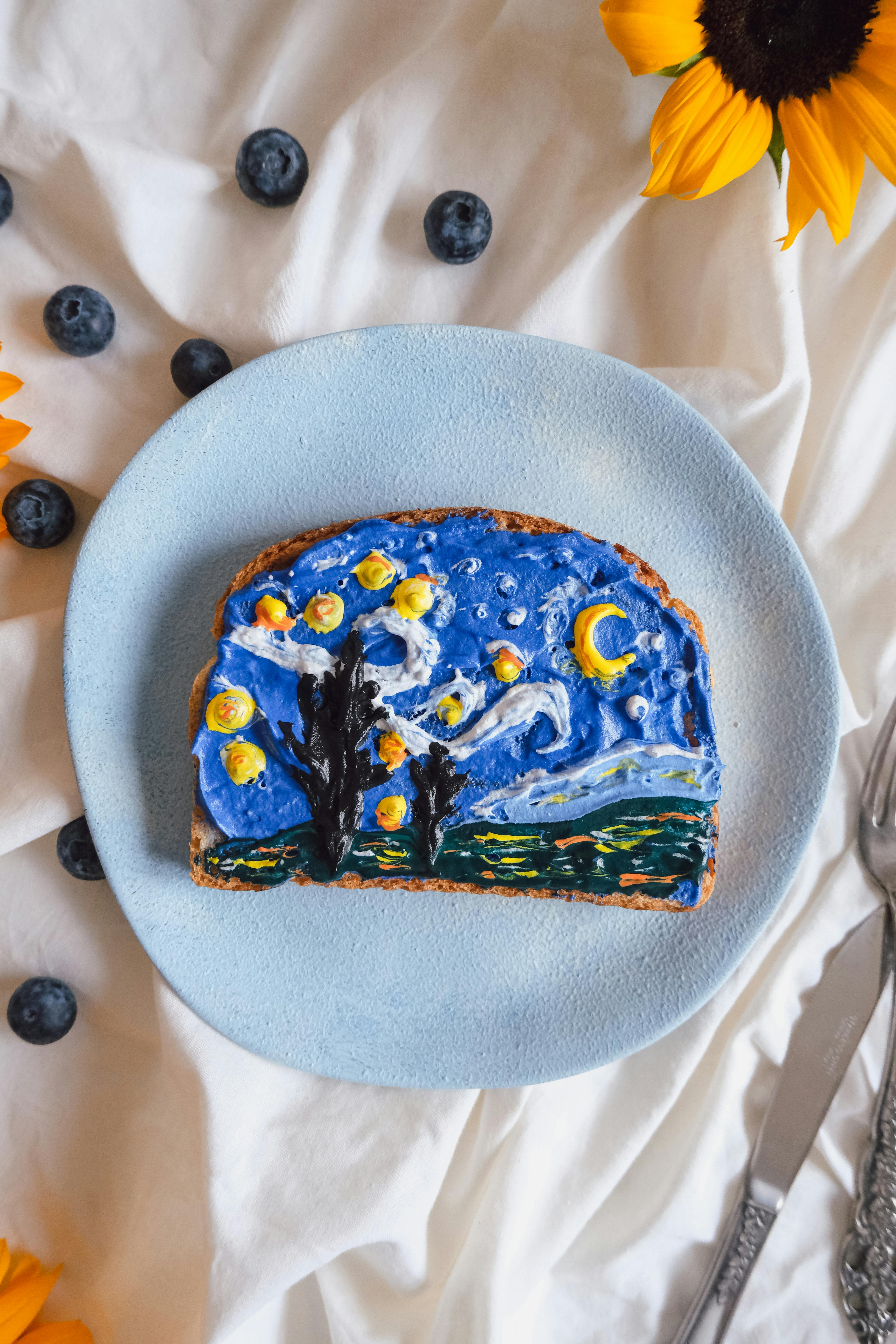 Bread with Frosting Illustrating the Starry Night Painting by Van Gogh ...
