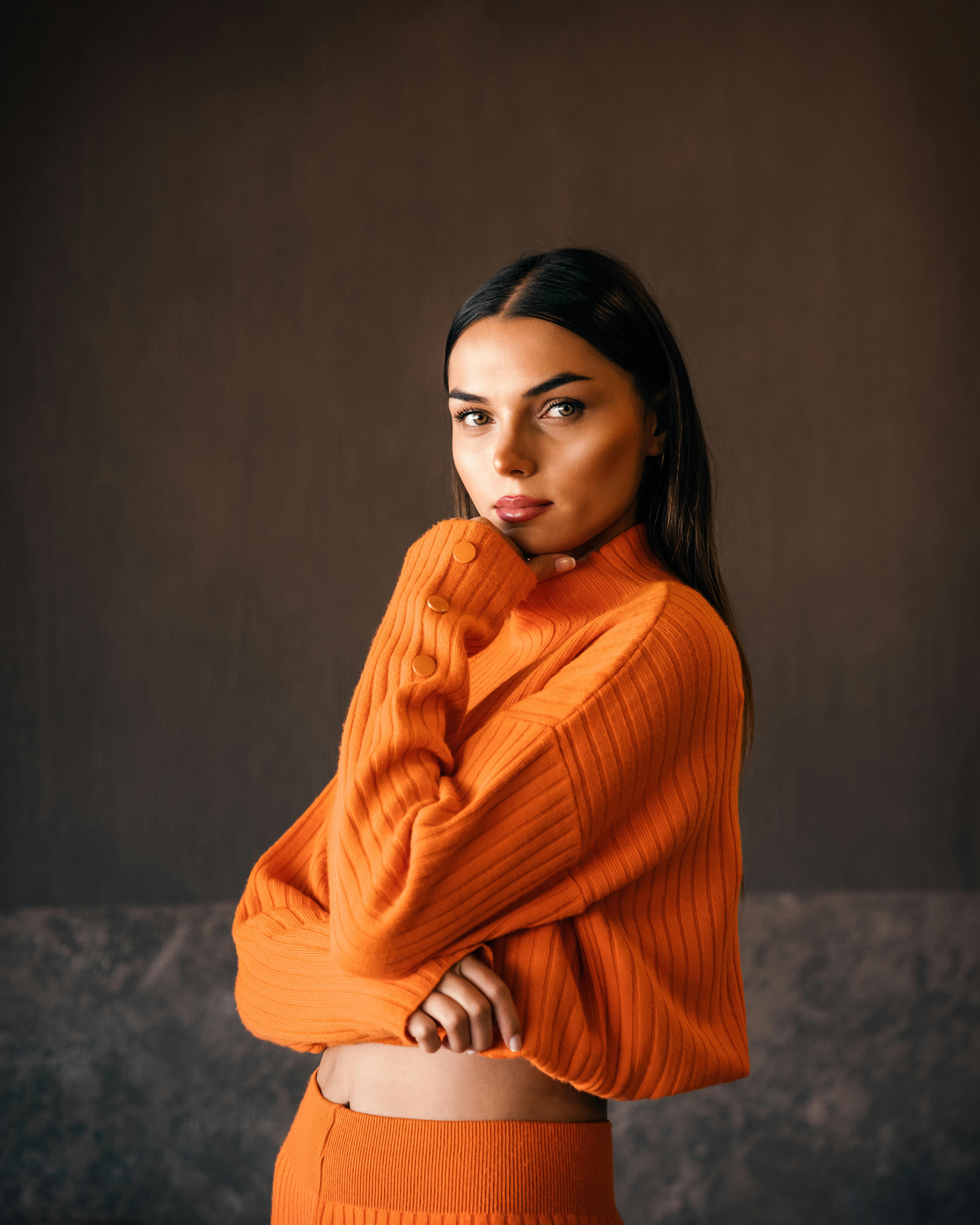 Portrait of Woman in Orange Clothes · Free Stock Photo