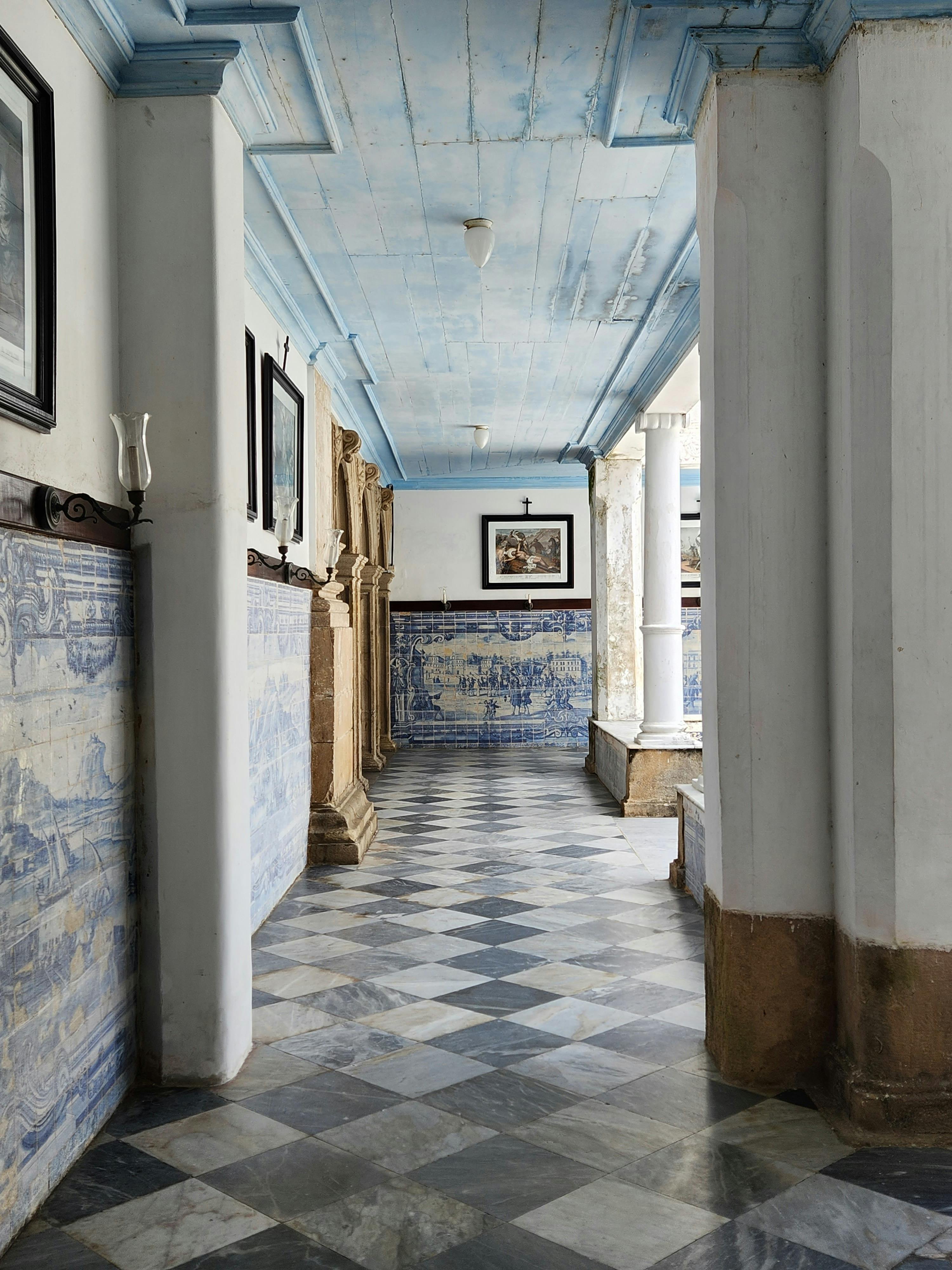 Church Corridor Decorated with Blue Azulejos Tiles, Church of the Third ...