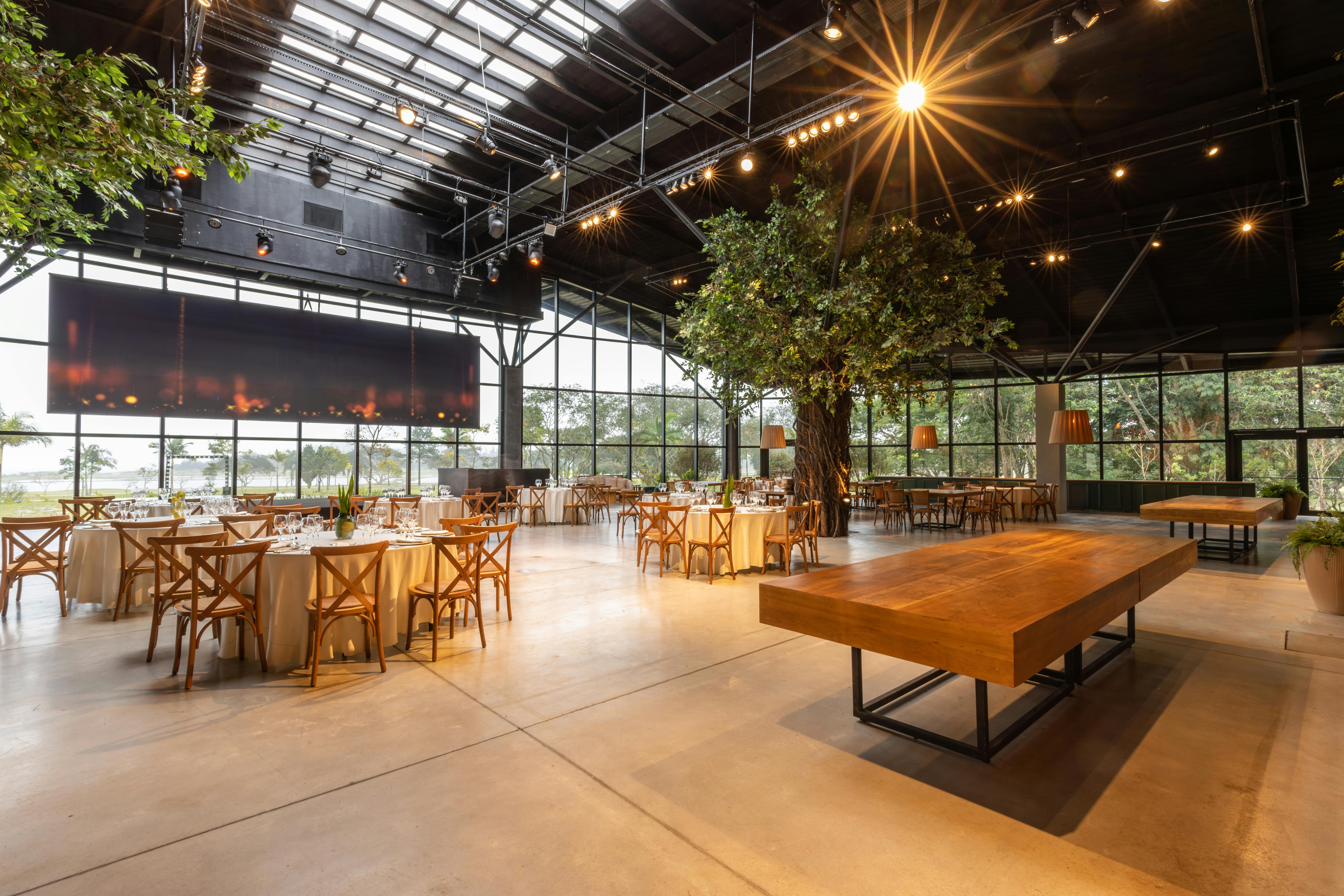 Glazed Banquet Hall with Decorations Referring to the View · Free Stock ...