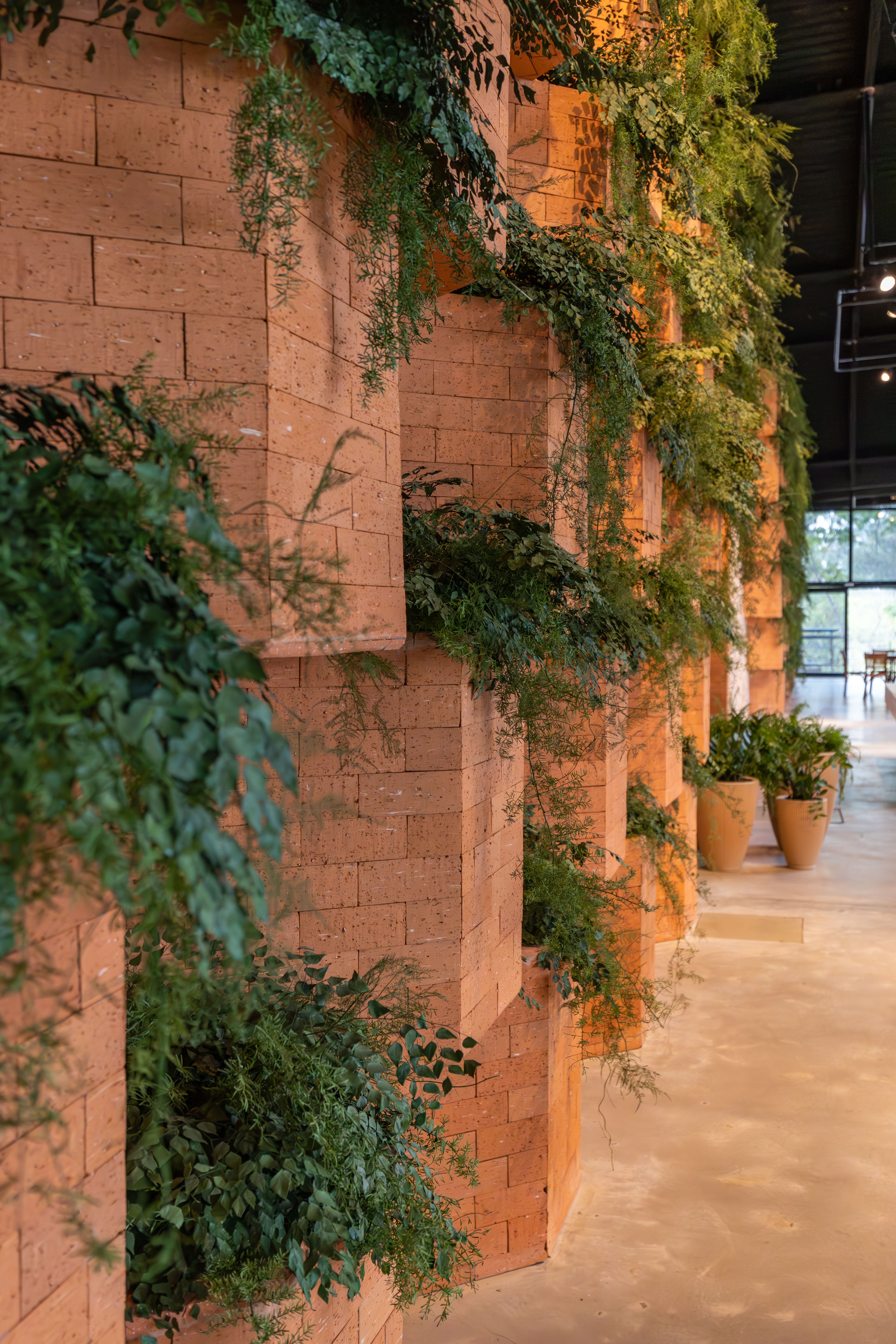 Decorative Wall of Brick Pots with Plants · Free Stock Photo