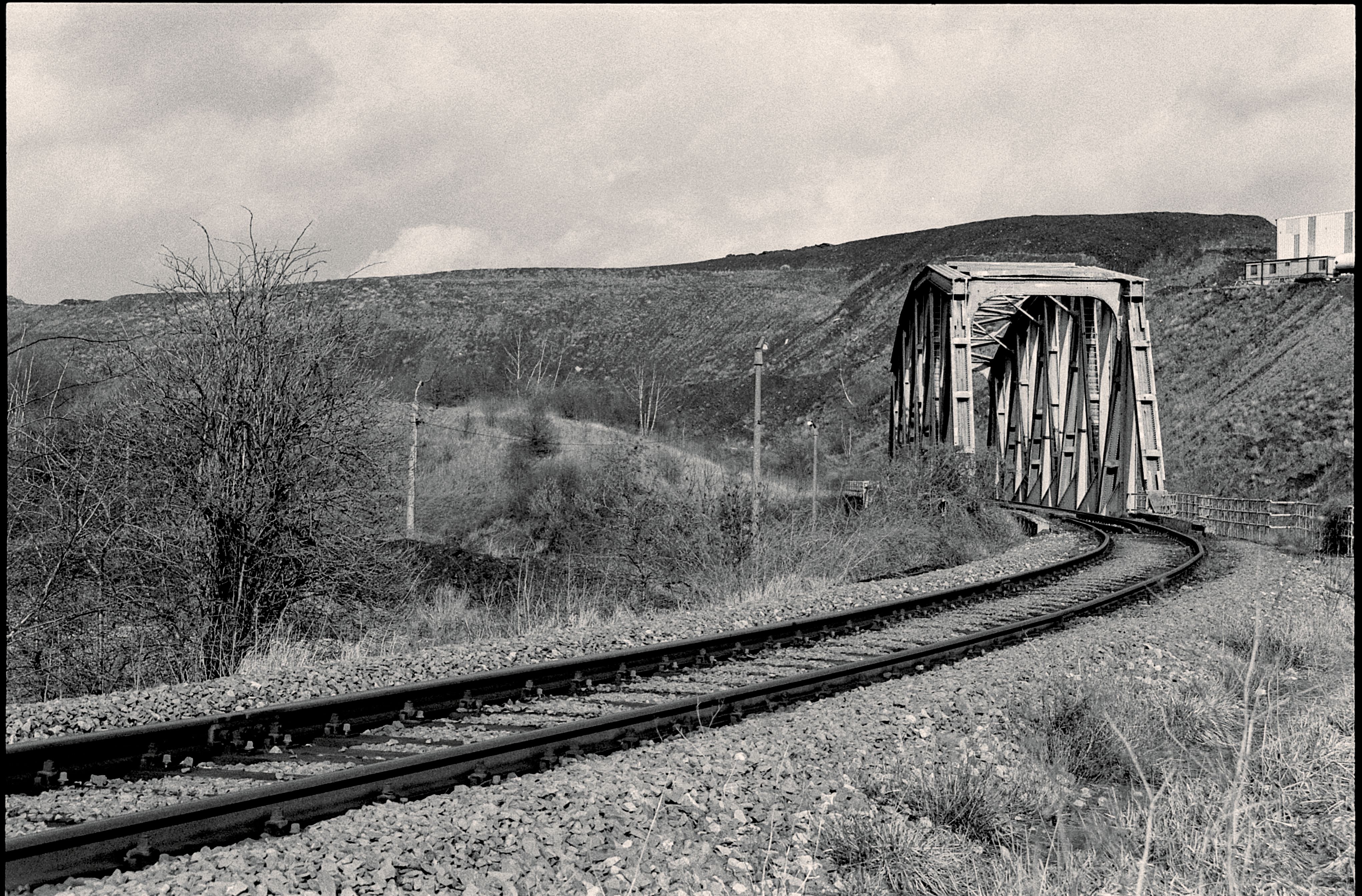 Railway Tracks in a Valley in Black and White · Free Stock Photo