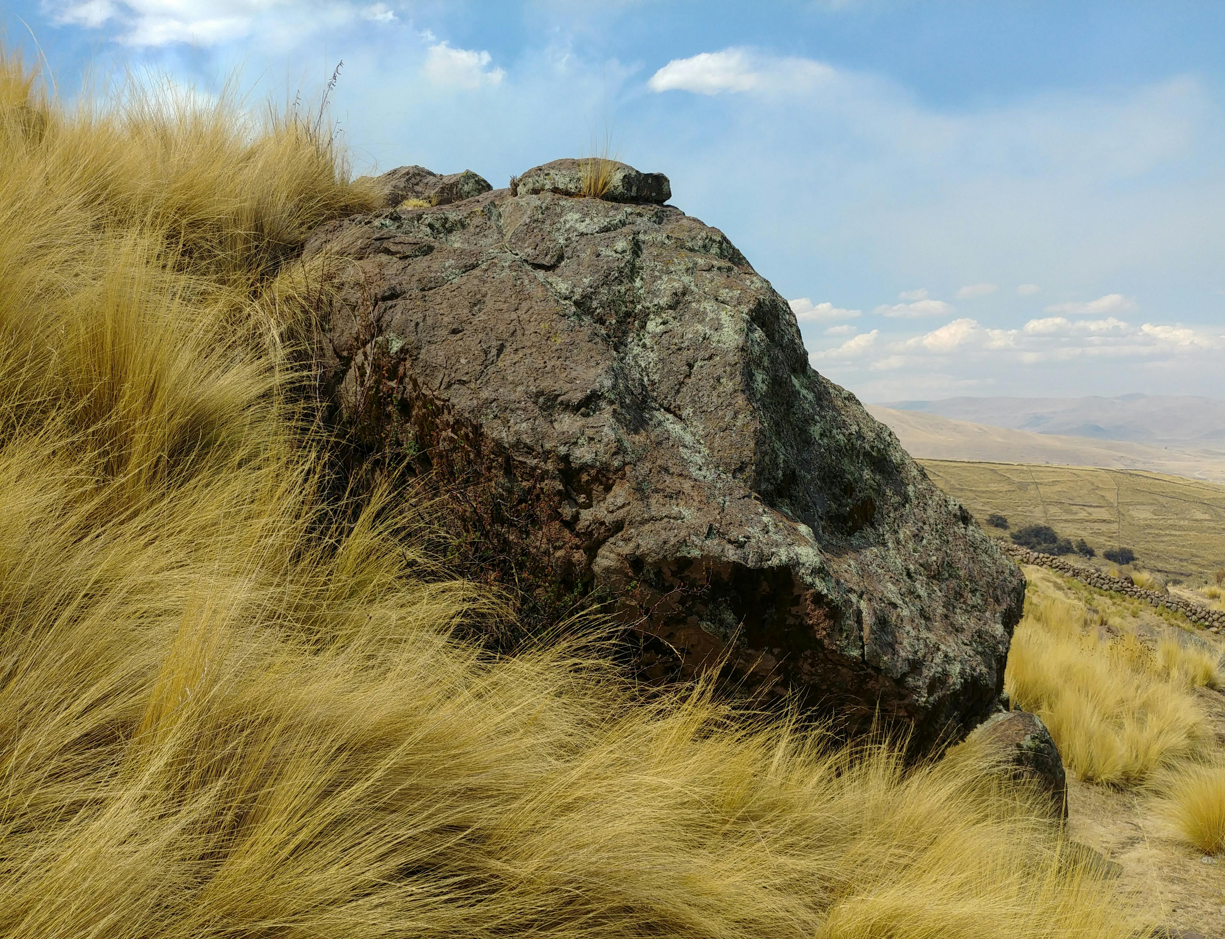 A Large Boulder on a Grass Hill · Free Stock Photo