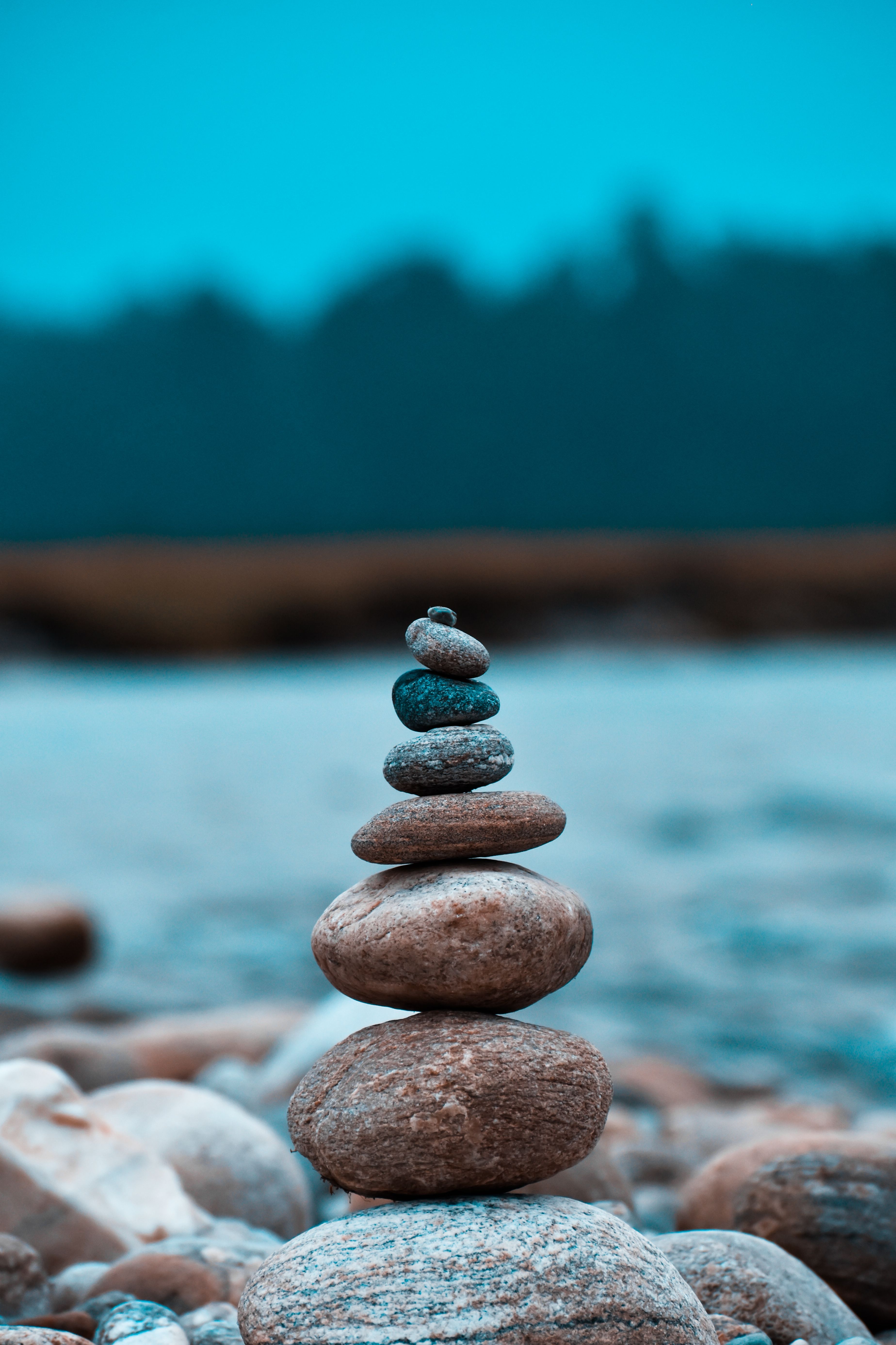 Pyramid of Stones on Tree Trunk · Free Stock Photo