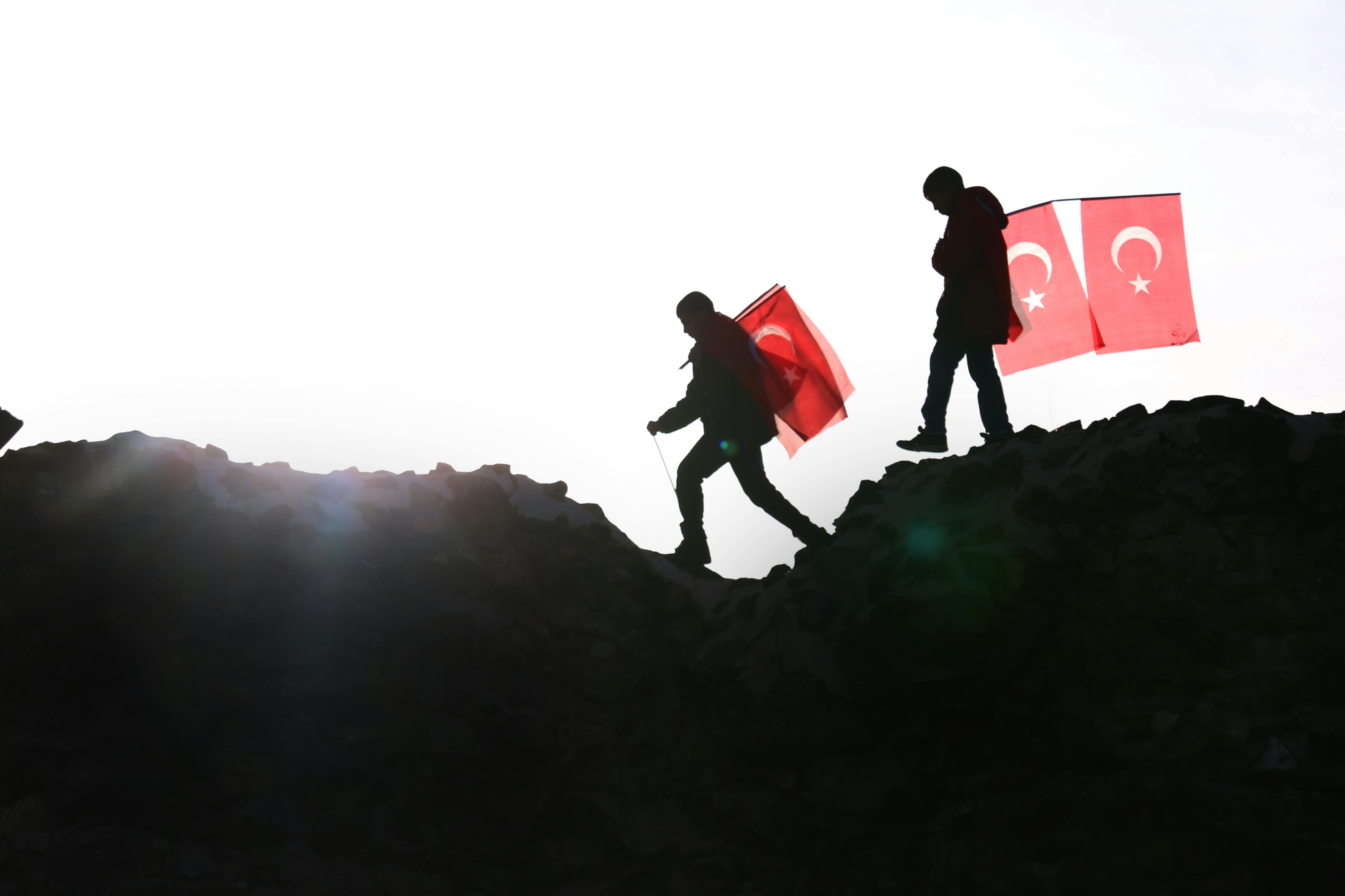 Men Walking with Turkish Flags · Free Stock Photo