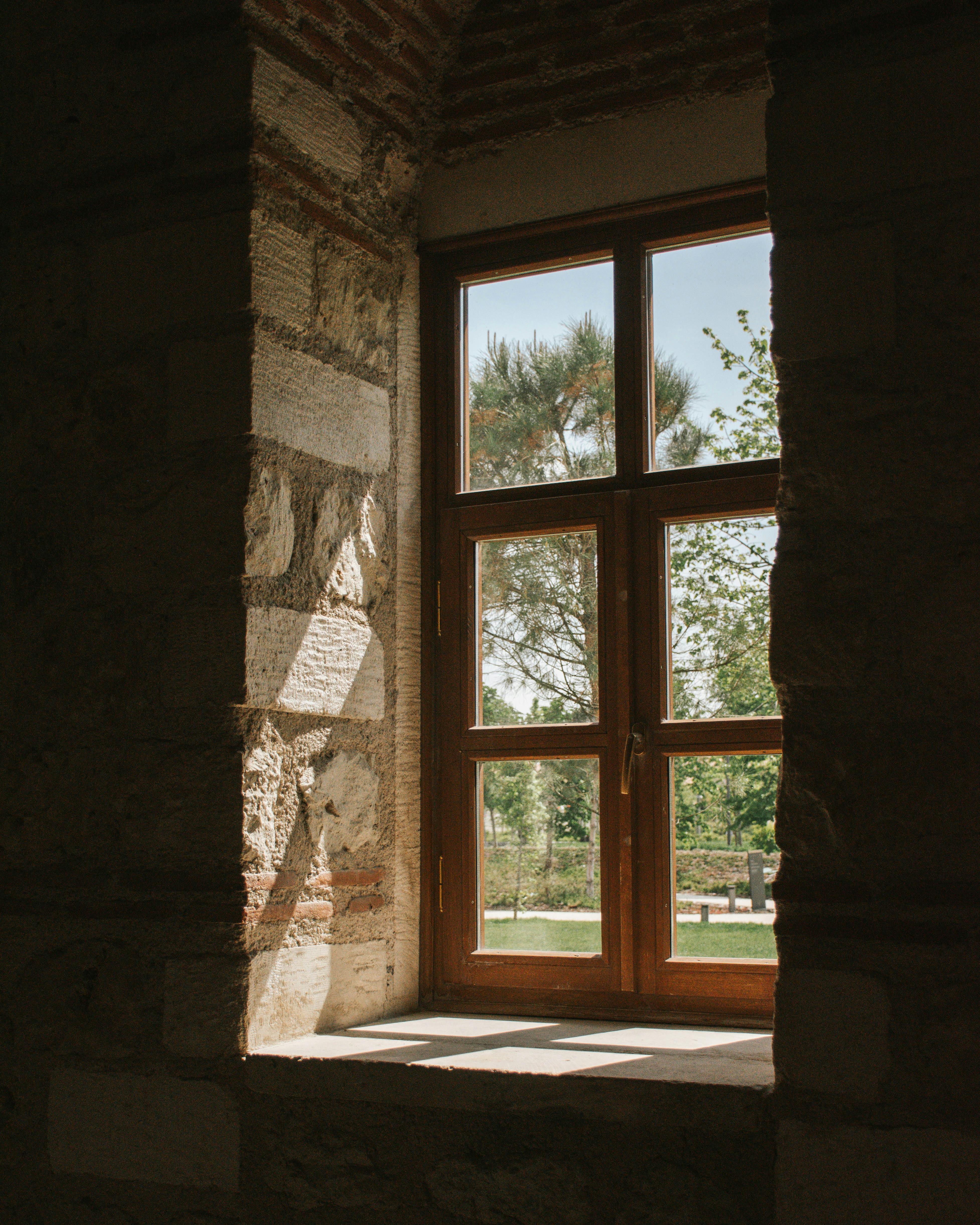 Stone Walls around Windows in Room · Free Stock Photo