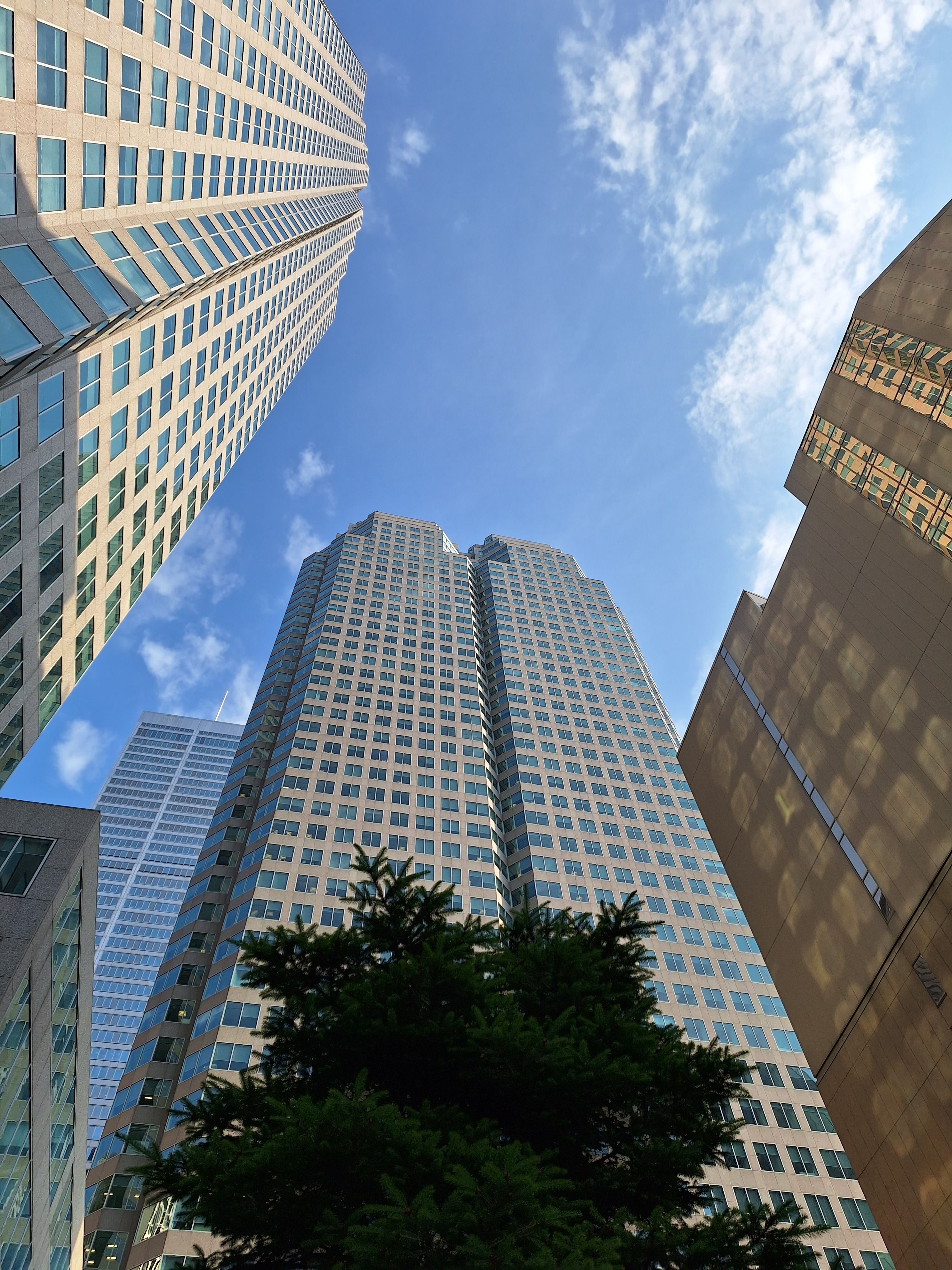 Low Angle Shot of Modern Skyscrapers in Downtown · Free Stock Photo