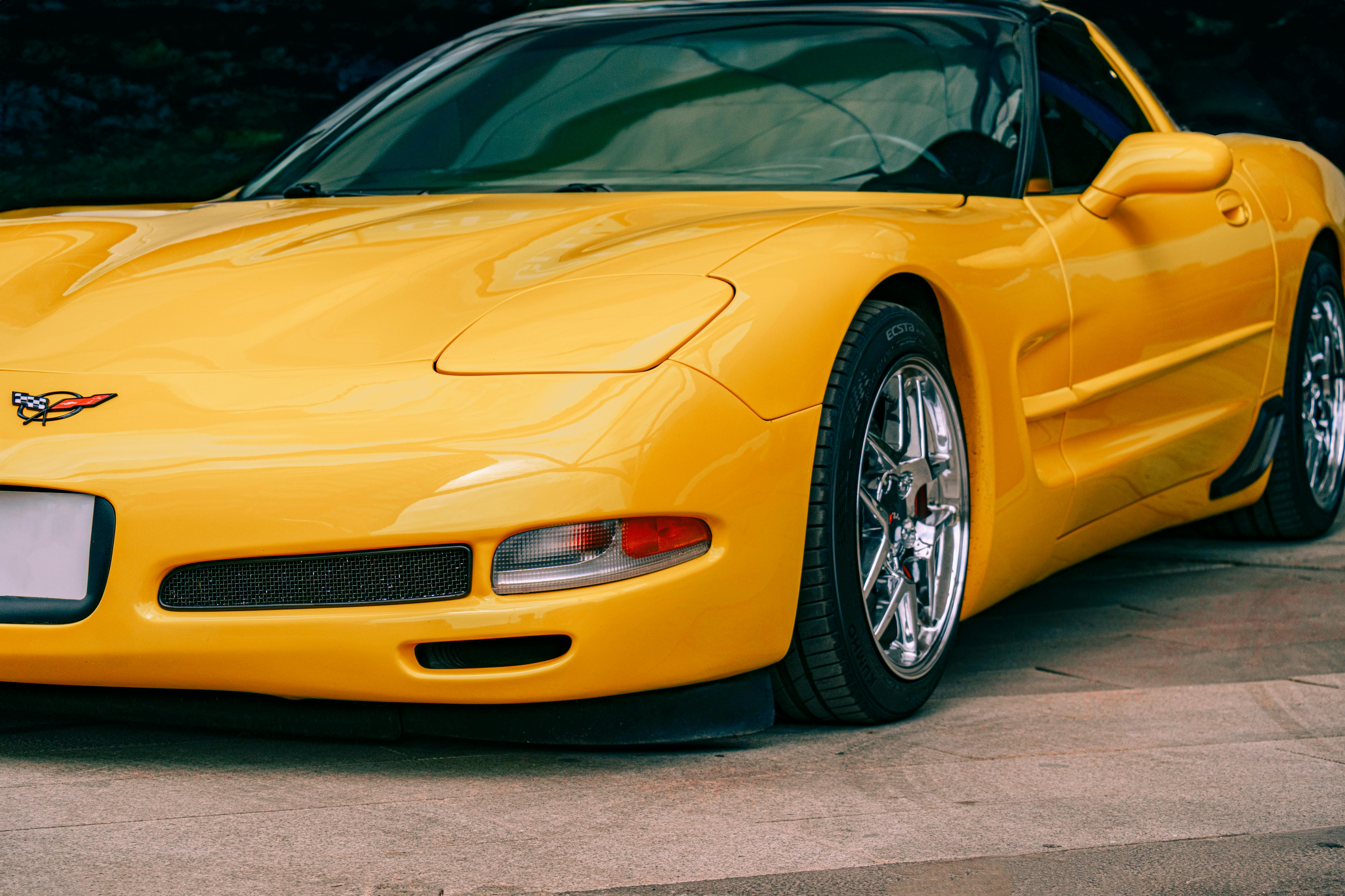 Closeup of a Yellow Sports Car · Free Stock Photo
