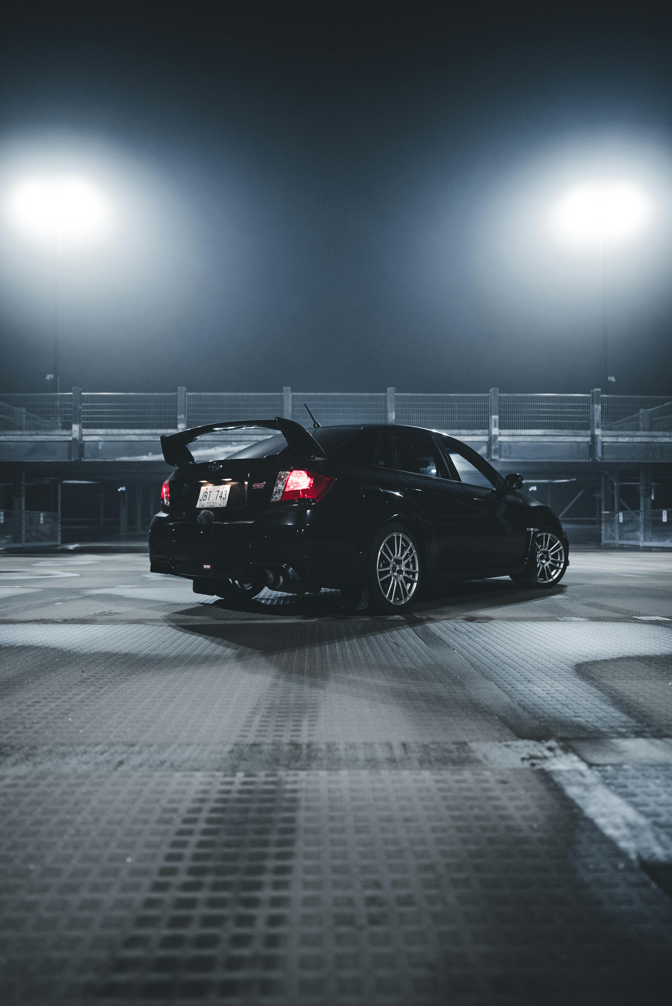 Subaru WRX in Parking Lot at Night · Free Stock Photo