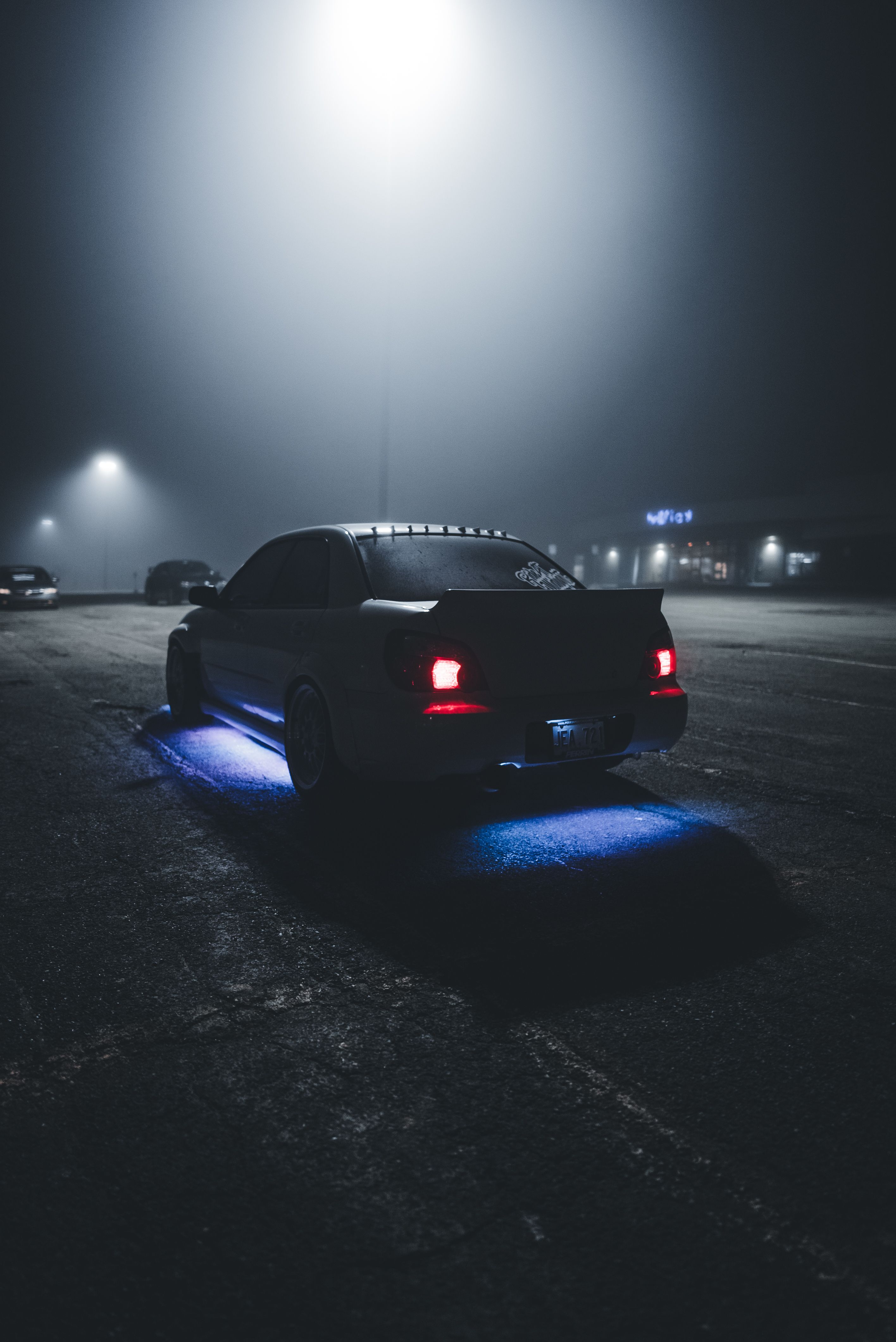 White Subaru with Blue LED Lighting · Free Stock Photo