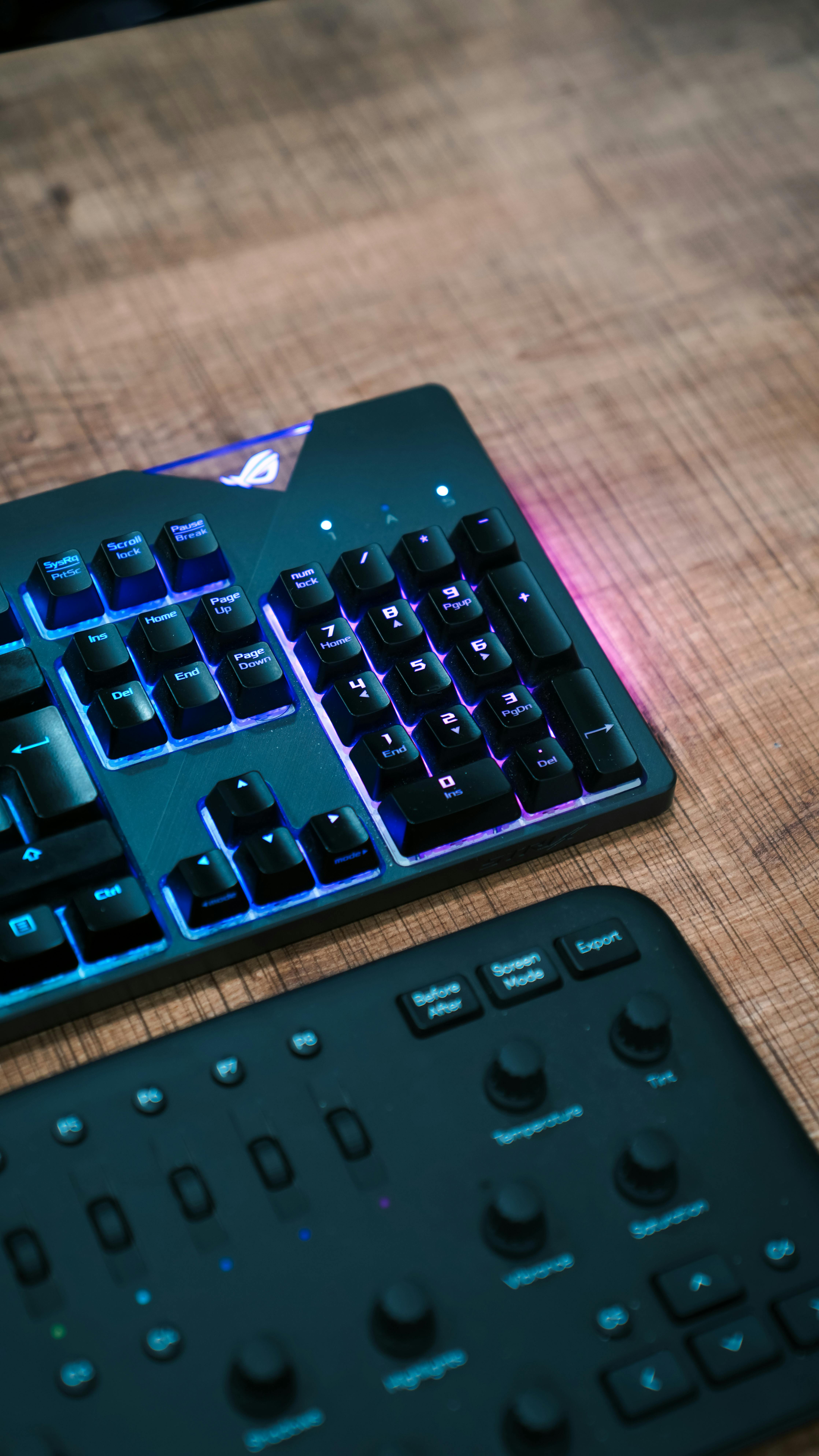 RGB Gaming Keyboard and Mouse on Hexagon Pattern · Free Stock Photo