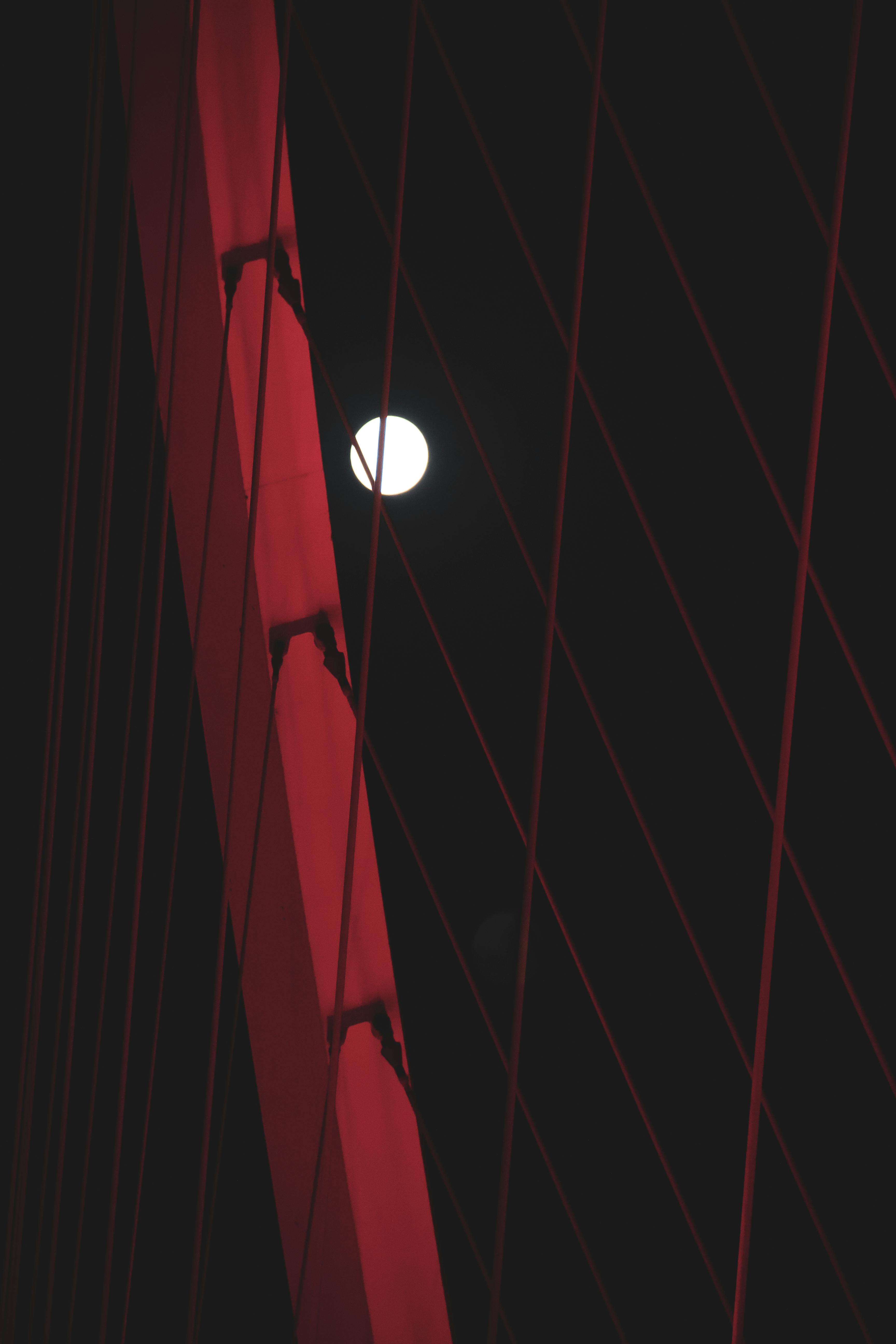 Moon on Night Sky over Pillar and Net · Free Stock Photo