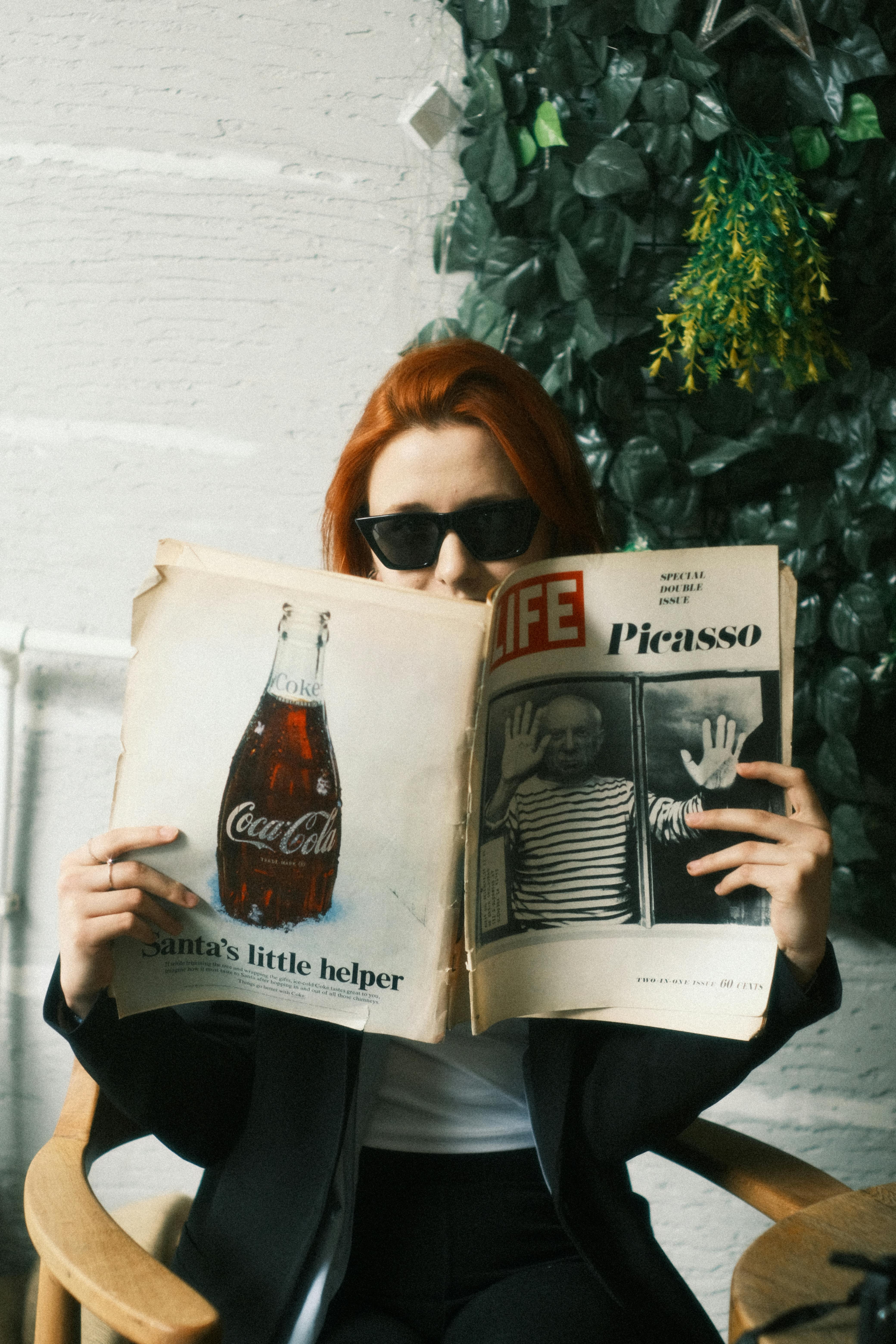 Red Haired Woman Reading Life Magazine · Free Stock Photo