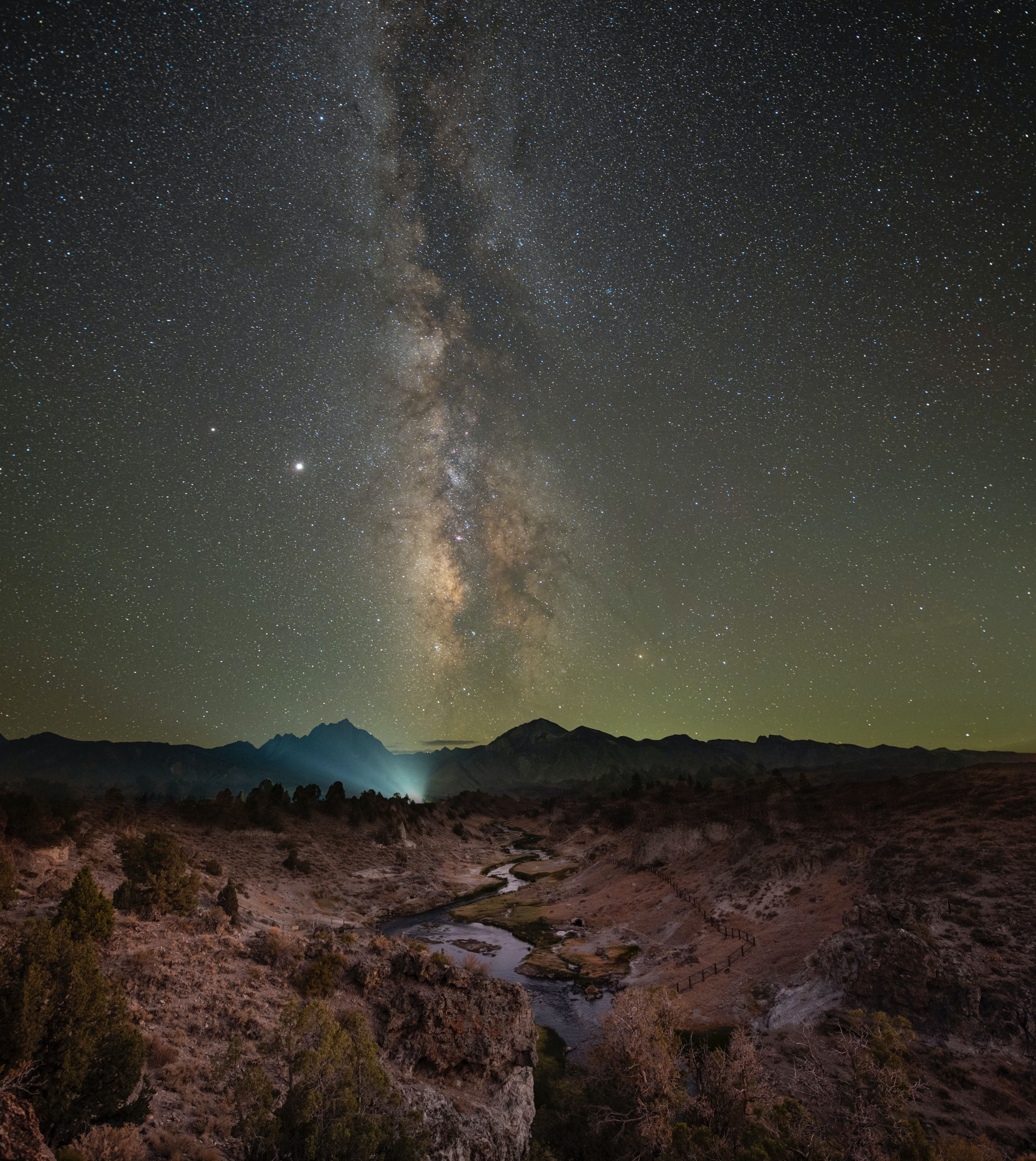 Landscape under a Night Sky · Free Stock Photo