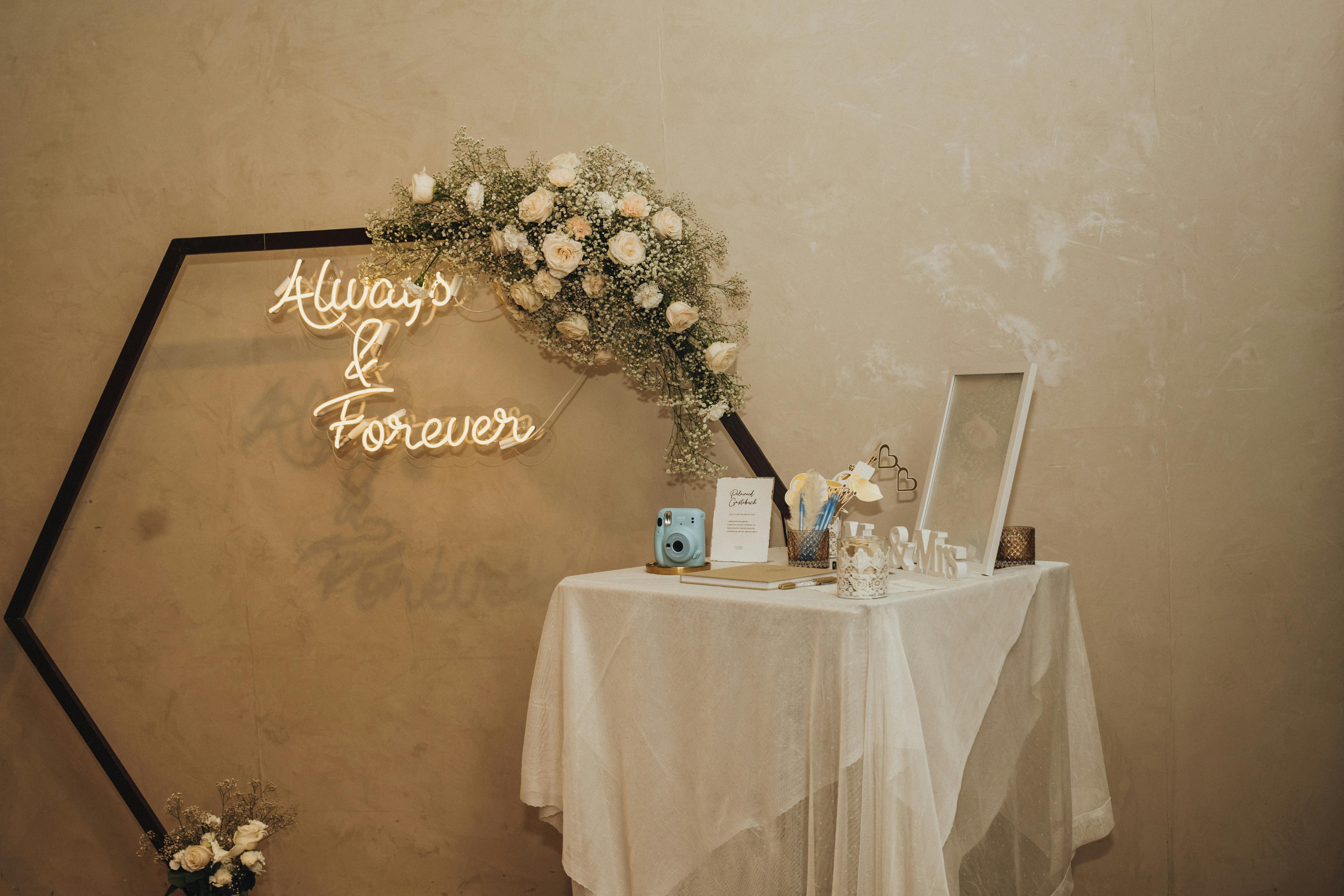 A Corner for Taking Pictures with a Flower Arrangement at the Wedding ...