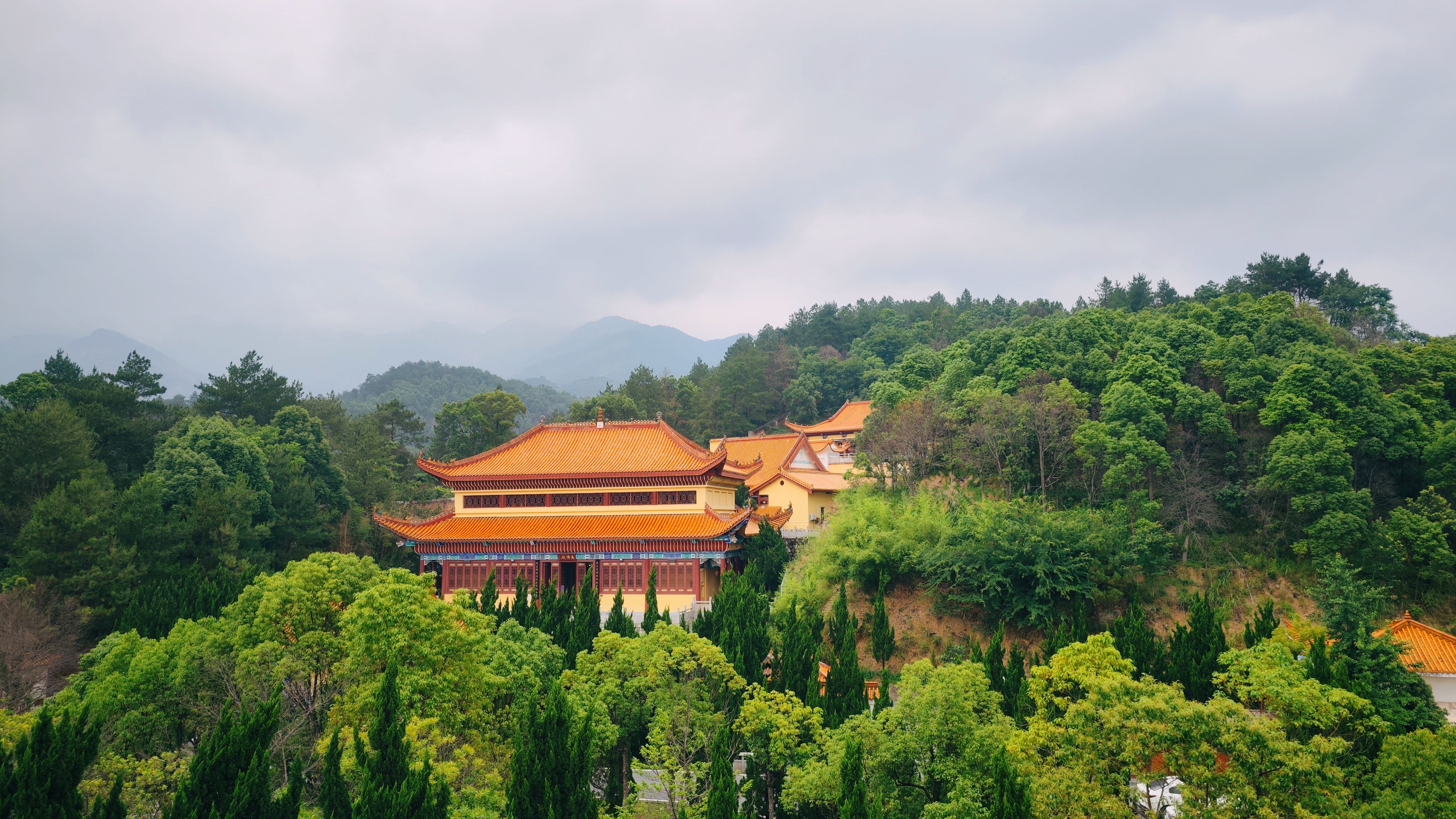 Aerial View of a Temple among Green Trees · Free Stock Photo
