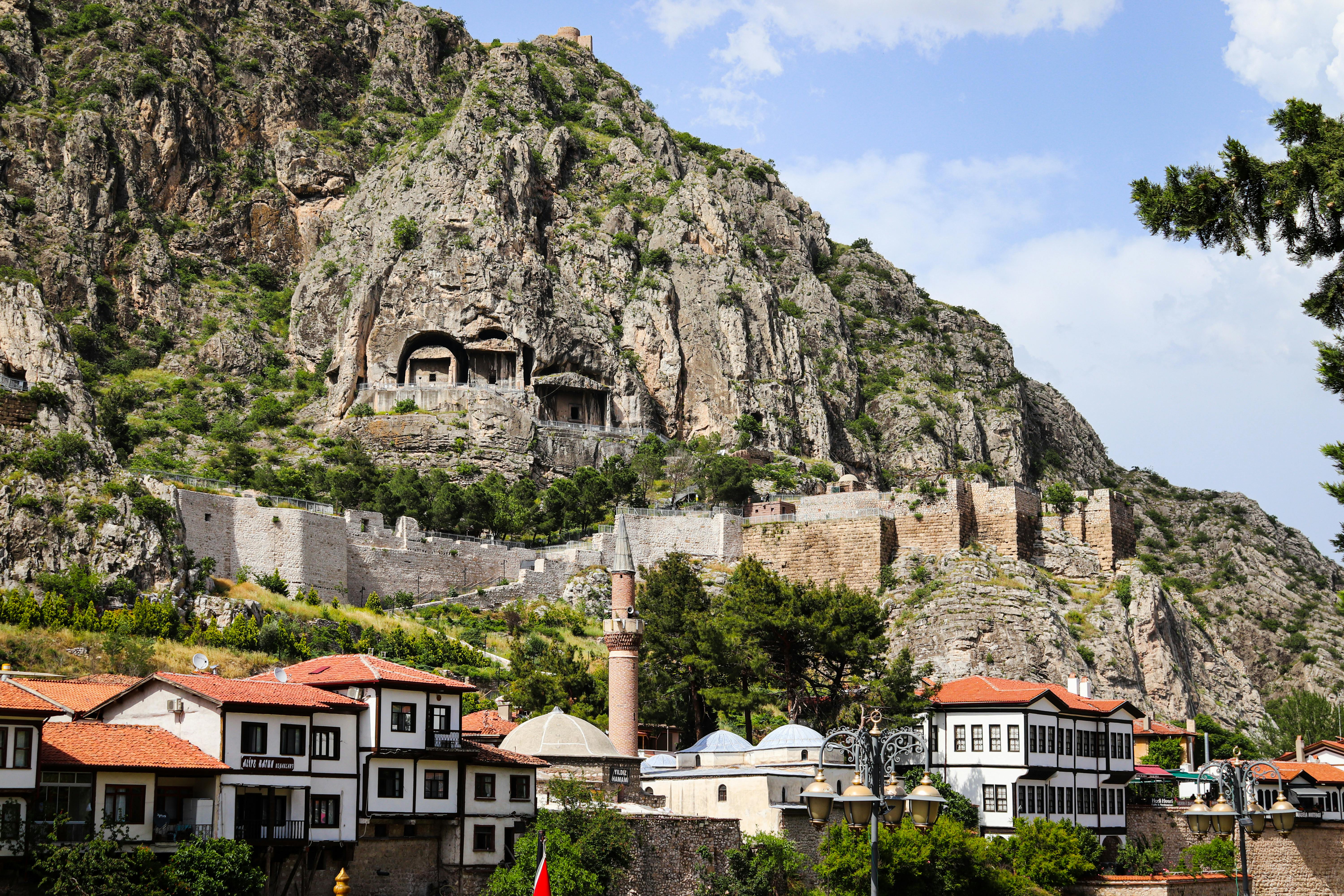 View of Amasya and Pontic Kings Rock Tombs in Turkey · Free Stock Photo