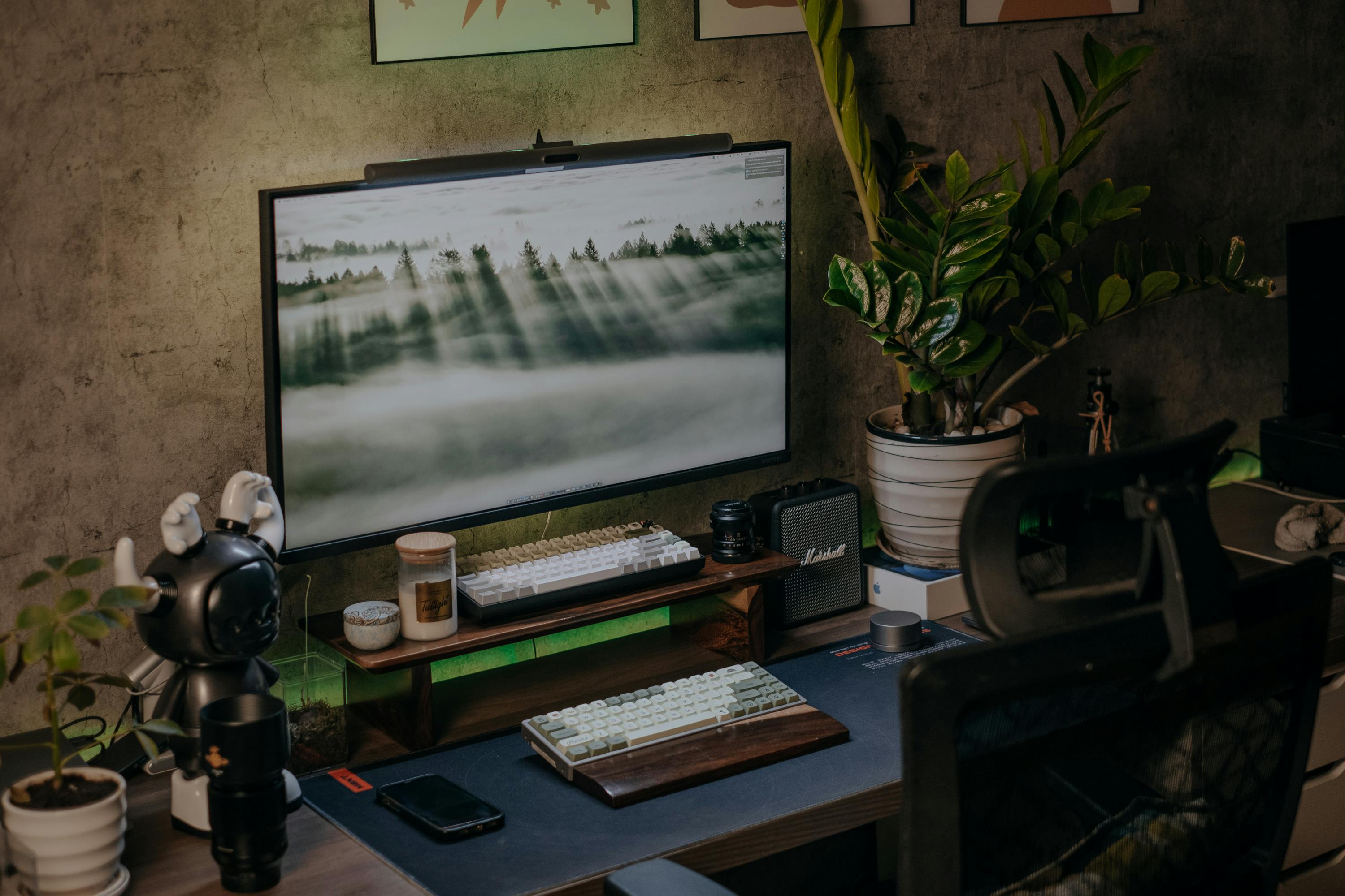 Organized Computer Setup on White Wooden Table · Free Stock Photo
