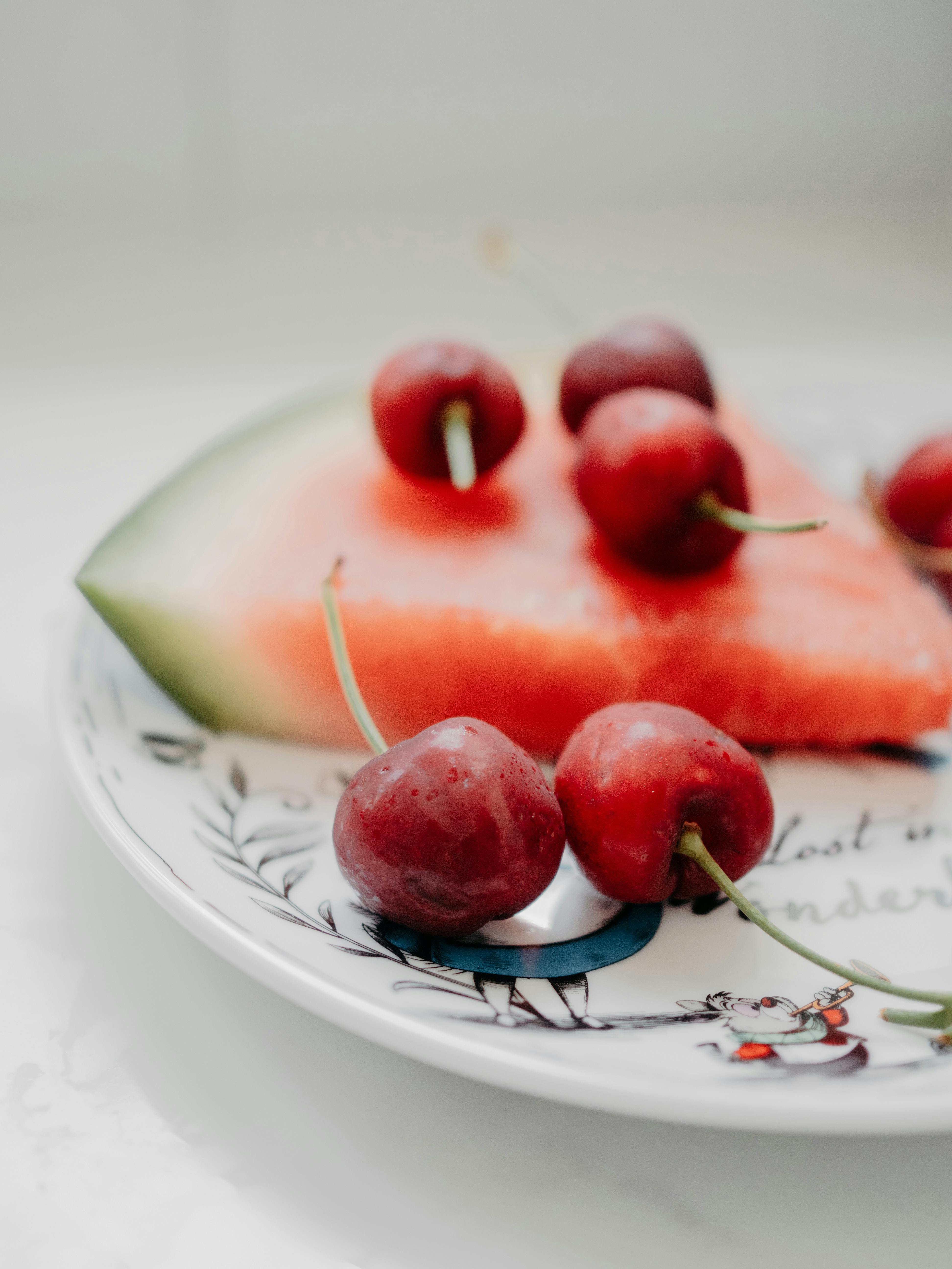 Cherries and a Watermelon Slice · Free Stock Photo