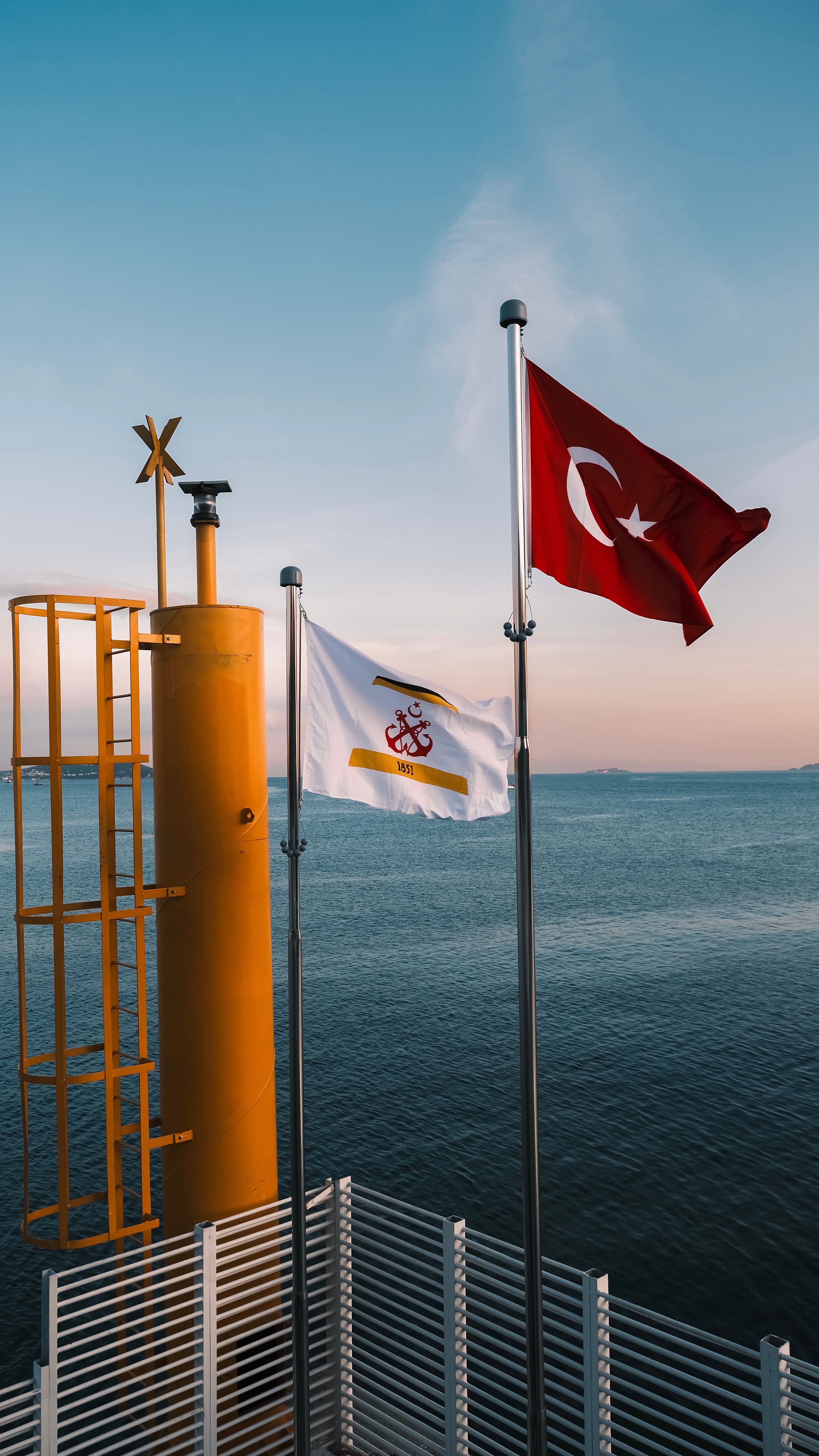 Turkish Flag on the Seashore at Sunset · Free Stock Photo