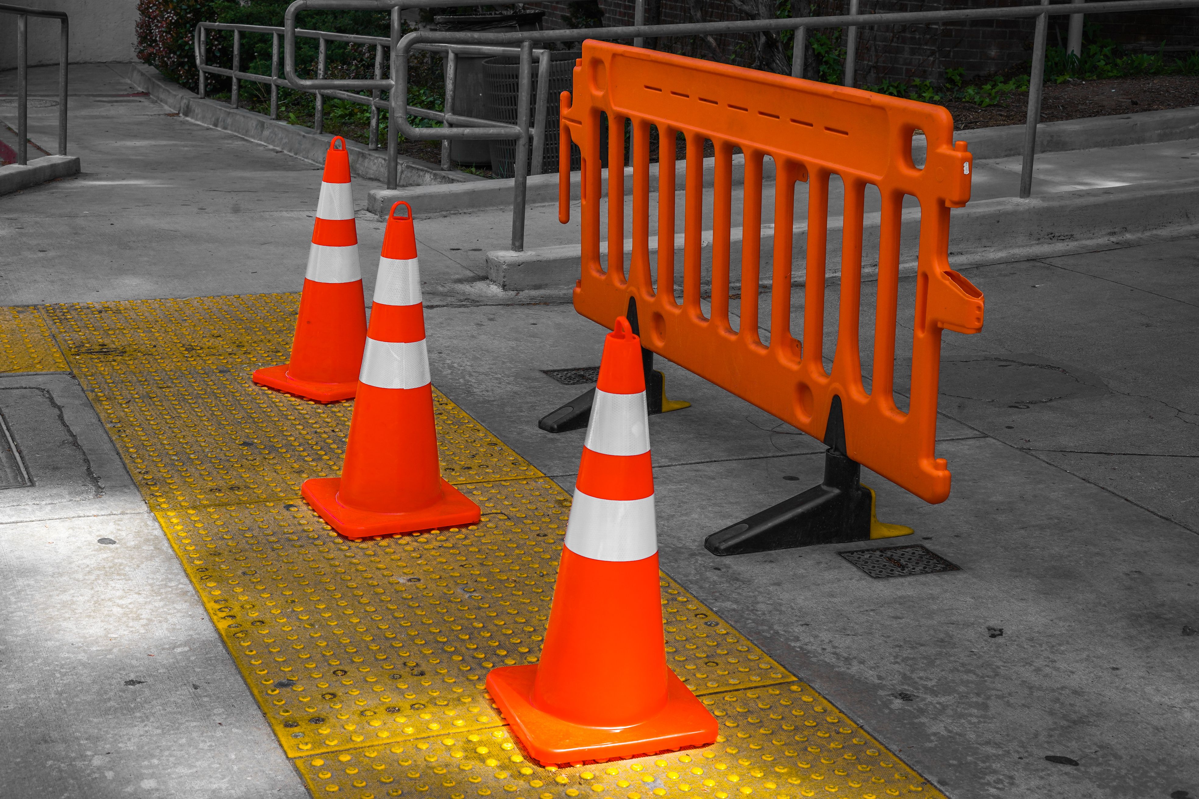 Cones and Barrier on Closed Street · Free Stock Photo