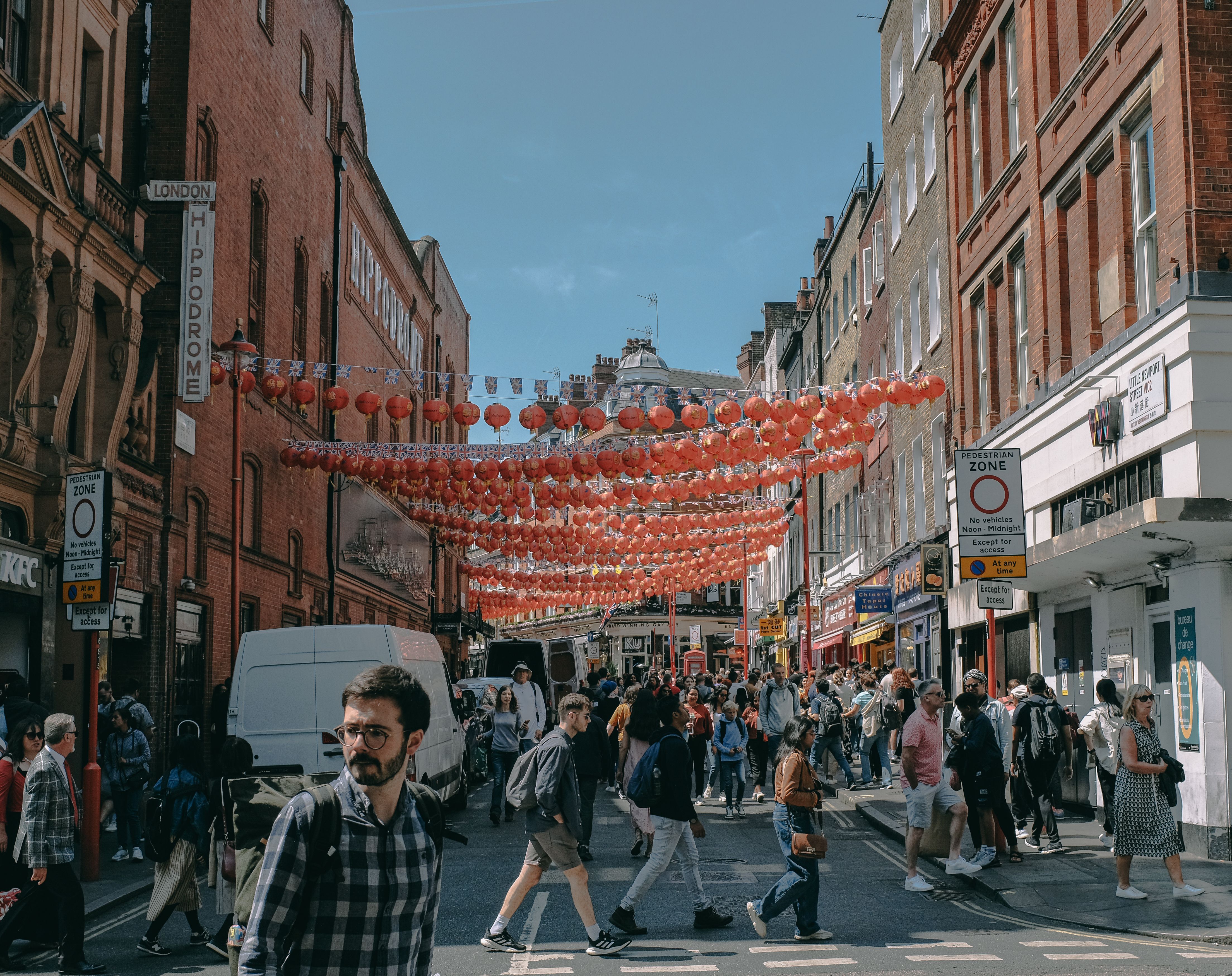 Lanterns Hanging over Crowd on Street · Free Stock Photo