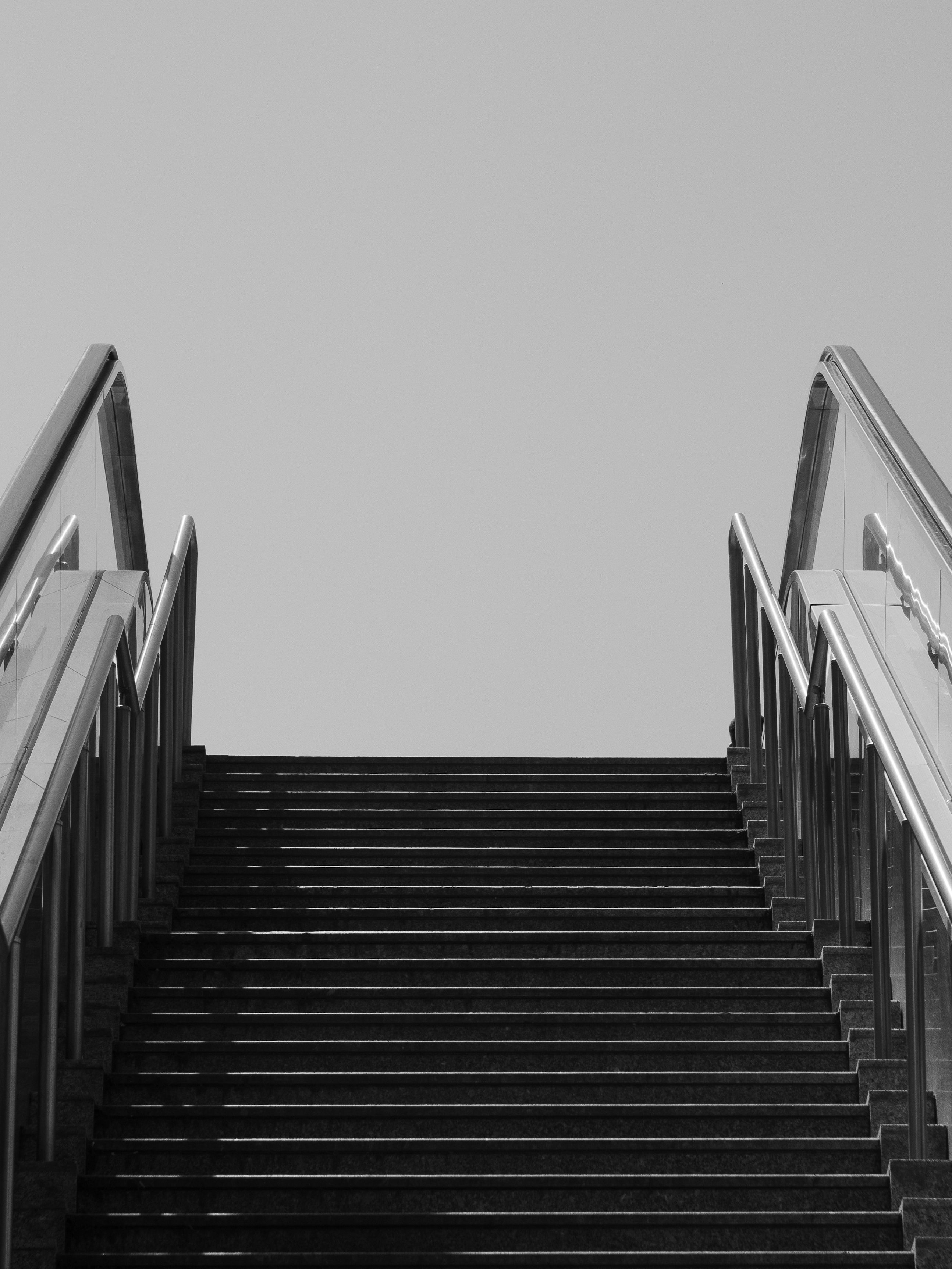 Low Angle View of Steps with Metal Railings · Free Stock Photo