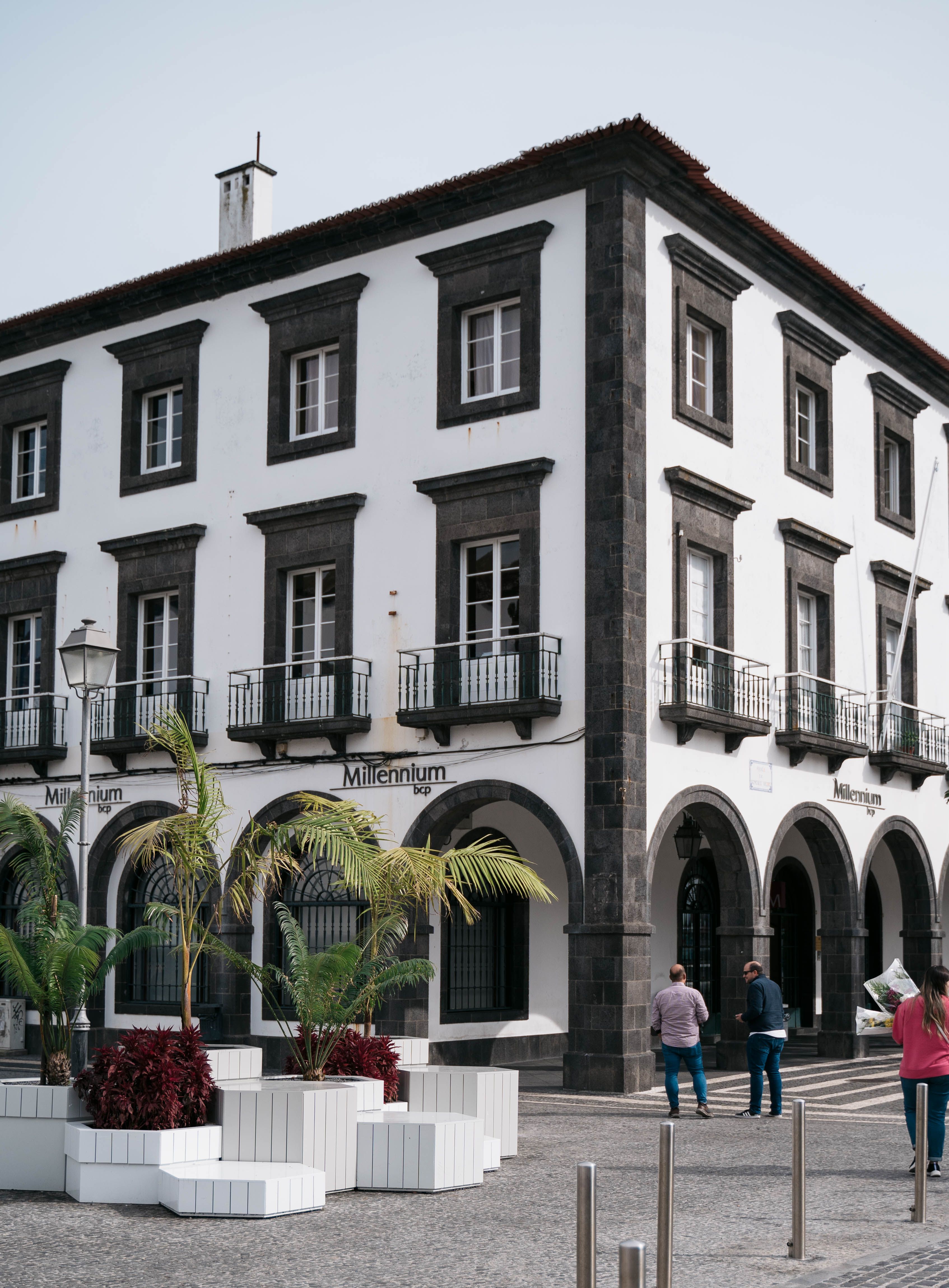 Facade of the Millenium Bank Building in Ponta Delgada, Sao Miguel ...