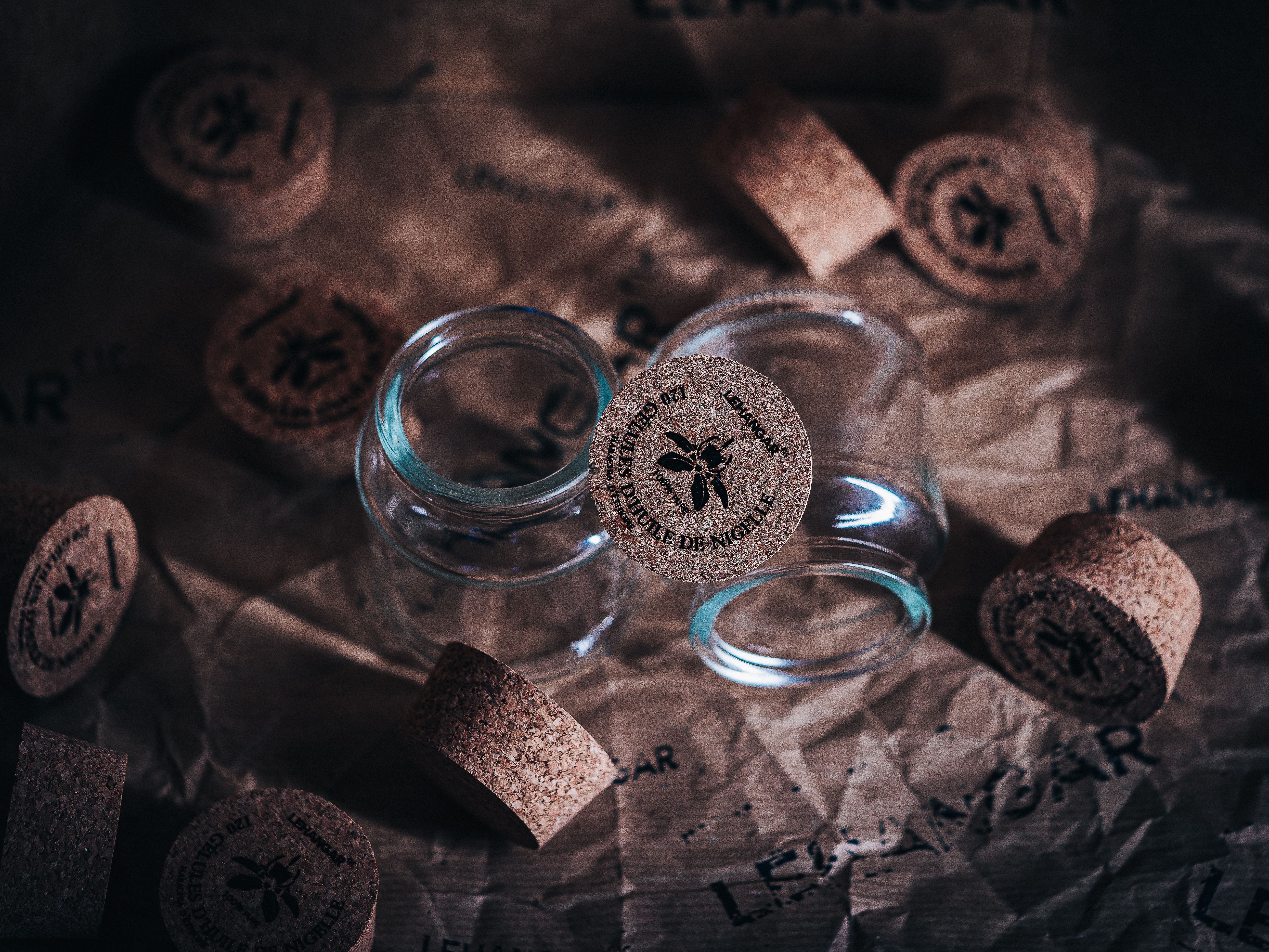 Close-up of Empty Glass Containers with Cork Lids · Free Stock Photo
