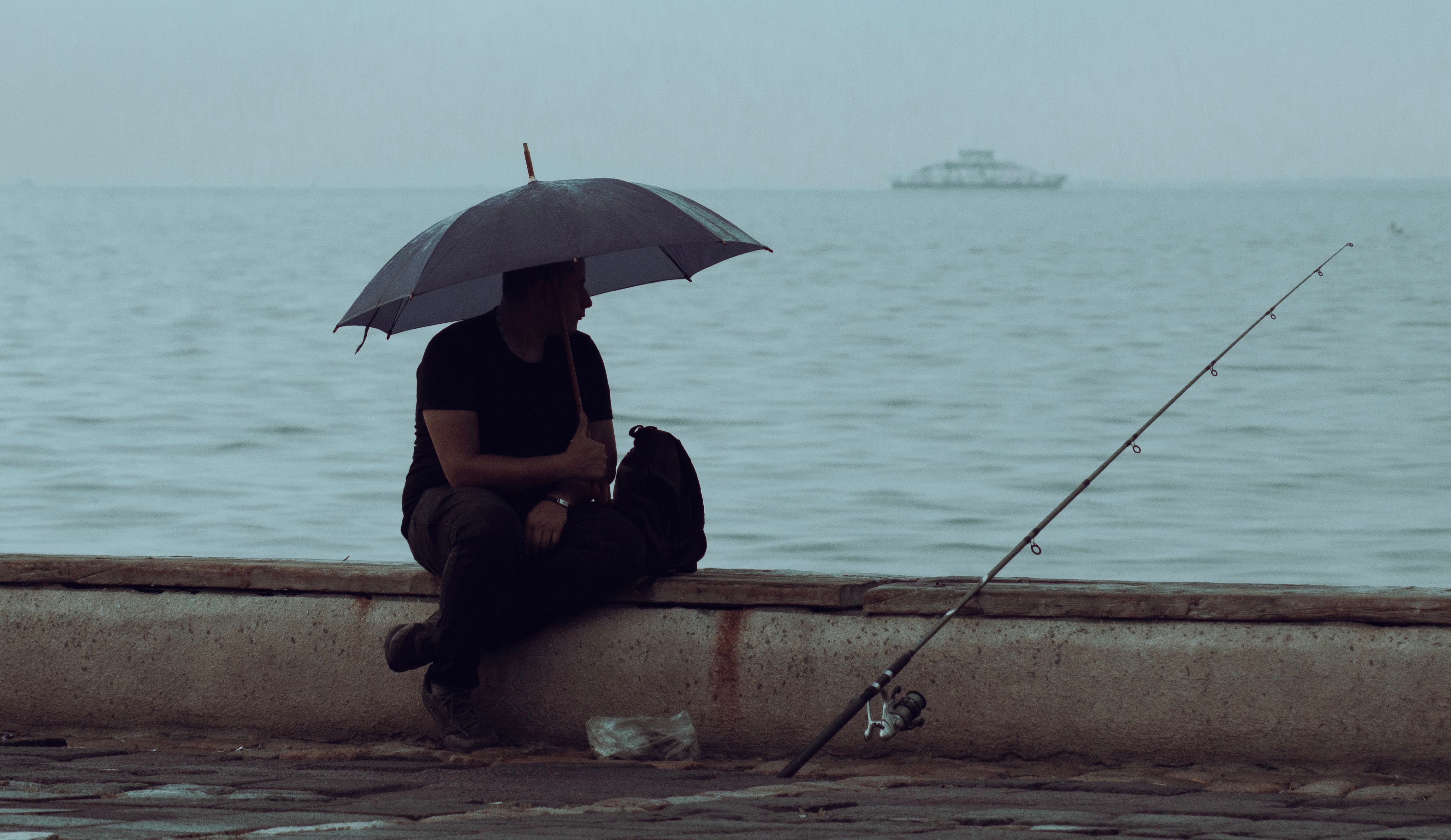 Back View of Men Fishing on the Shore · Free Stock Photo