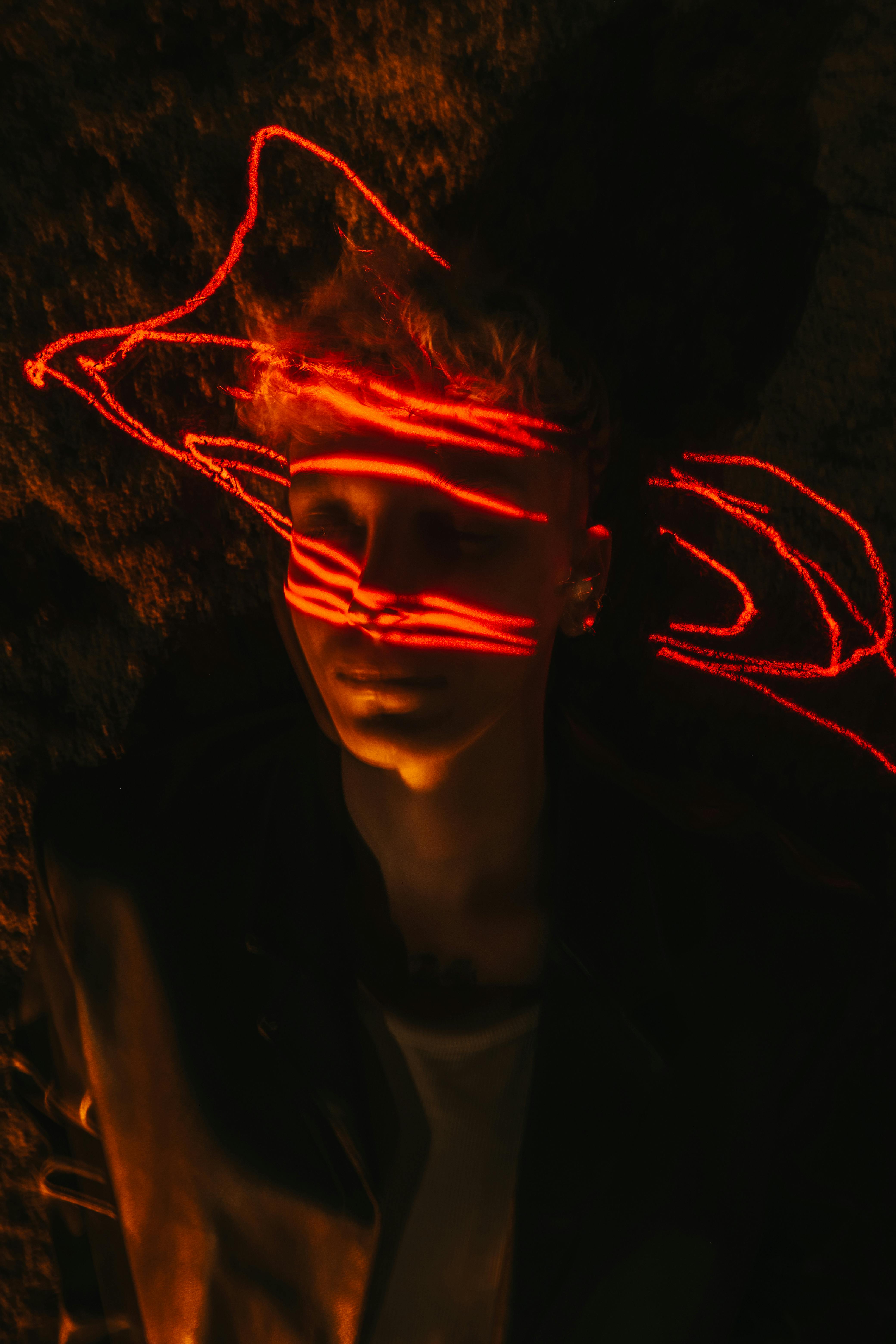 Red Light over Posing Man Face · Free Stock Photo