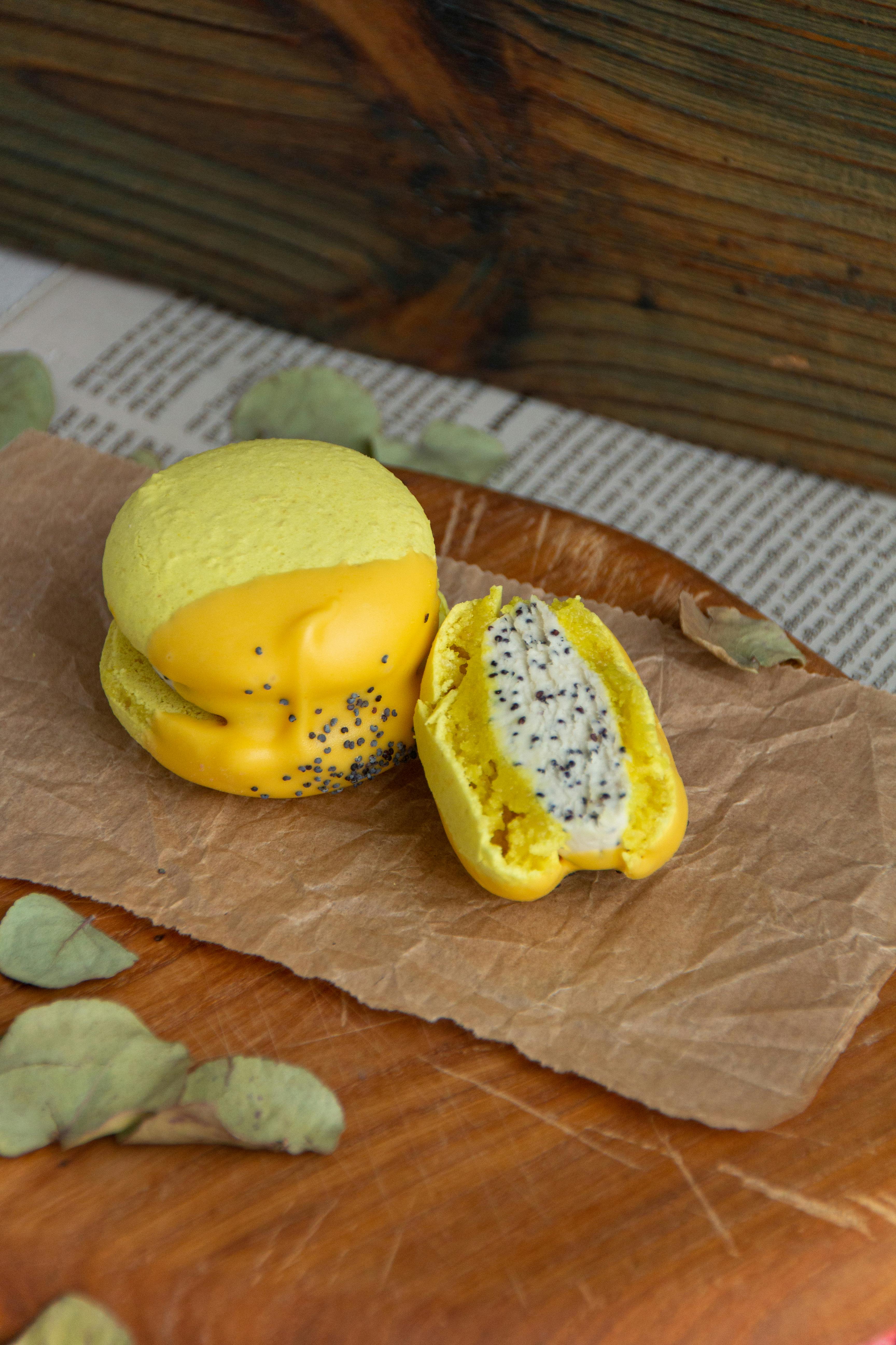 Close-up of a Yellow Macaron · Free Stock Photo