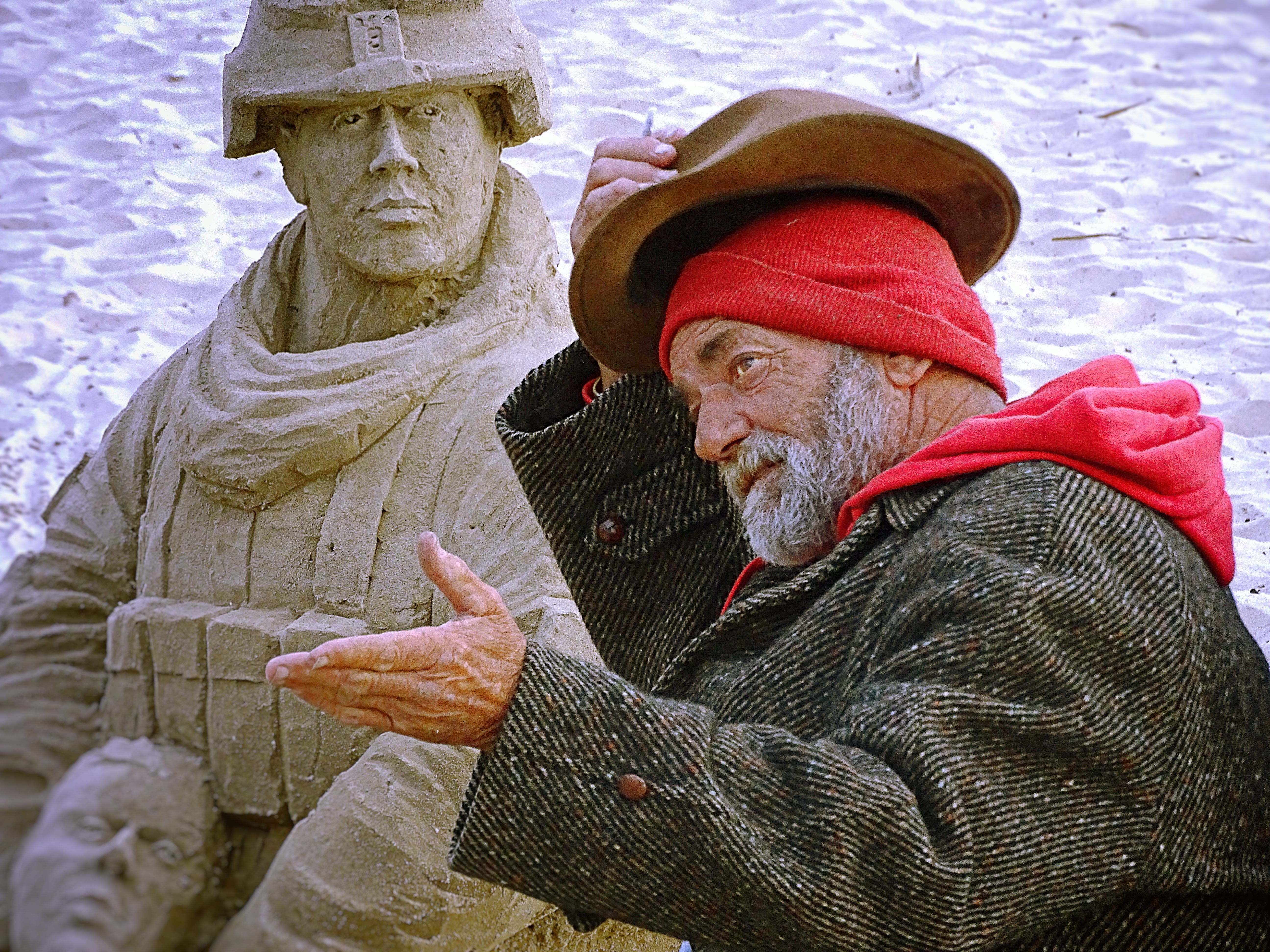 Free stock photo of beach, old man, sand