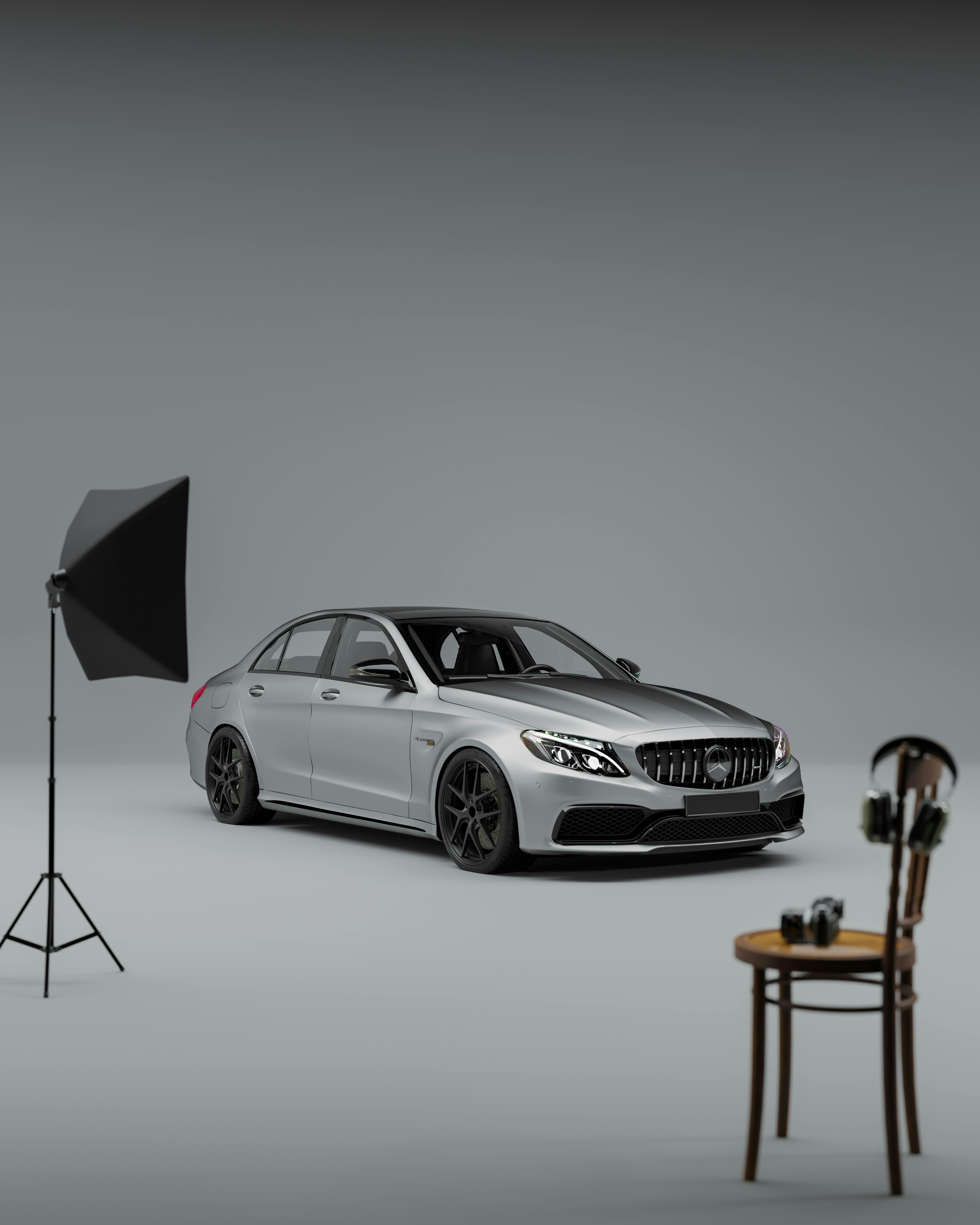 Silver Mercedes Car in a Photo Studio · Free Stock Photo