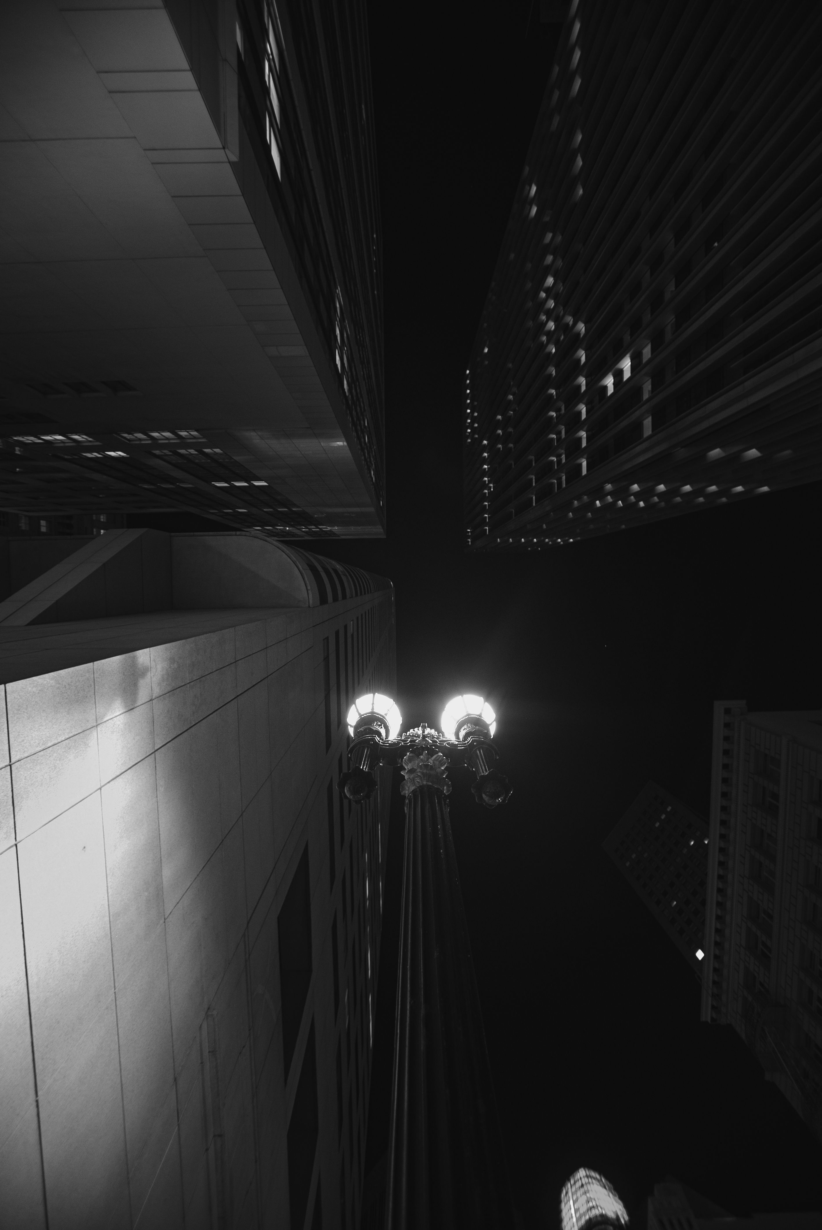 Upward View of a City Street with a Lamppost at Night · Free Stock Photo