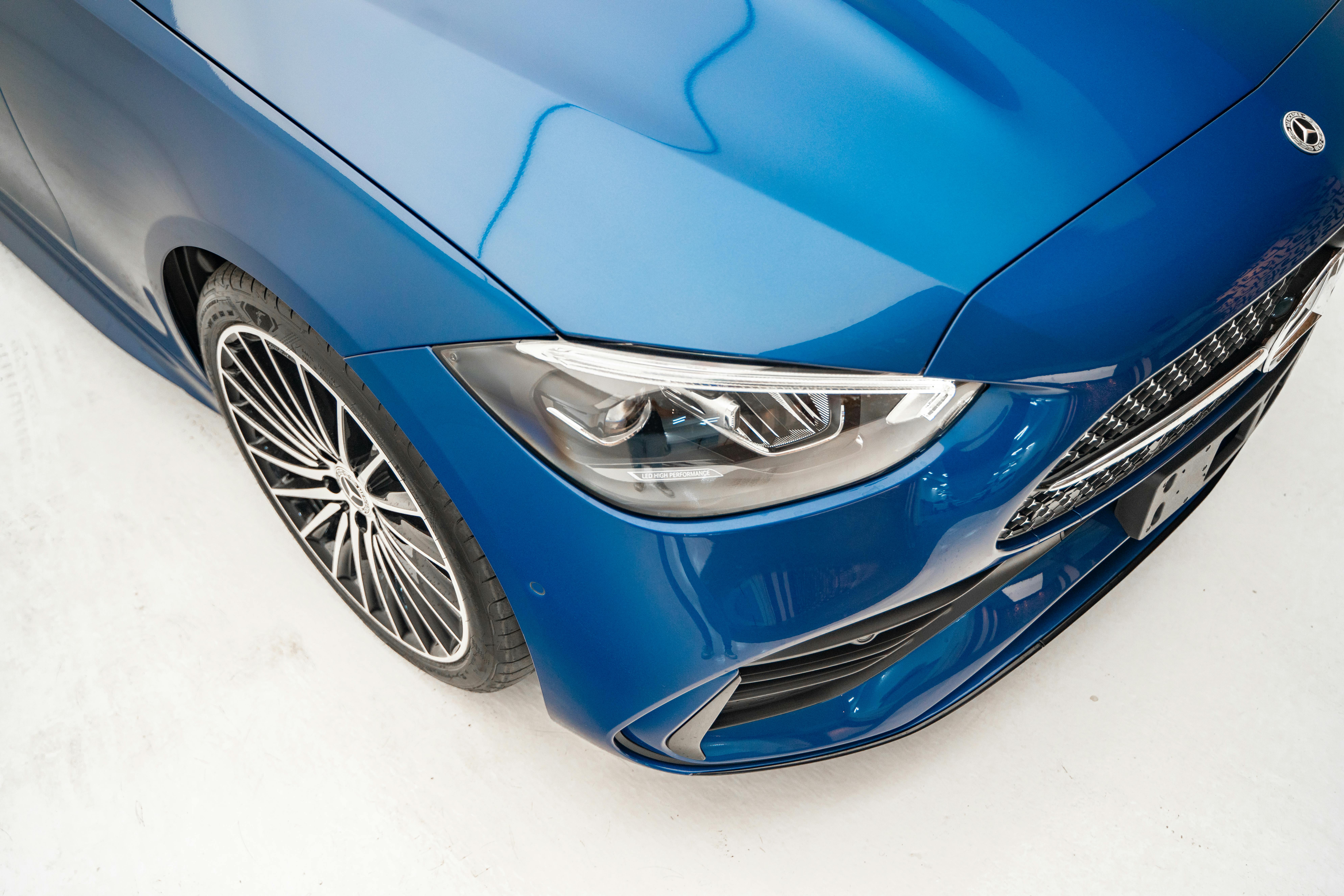 Top View of a Blue Mercedes-Benz C-Class · Free Stock Photo