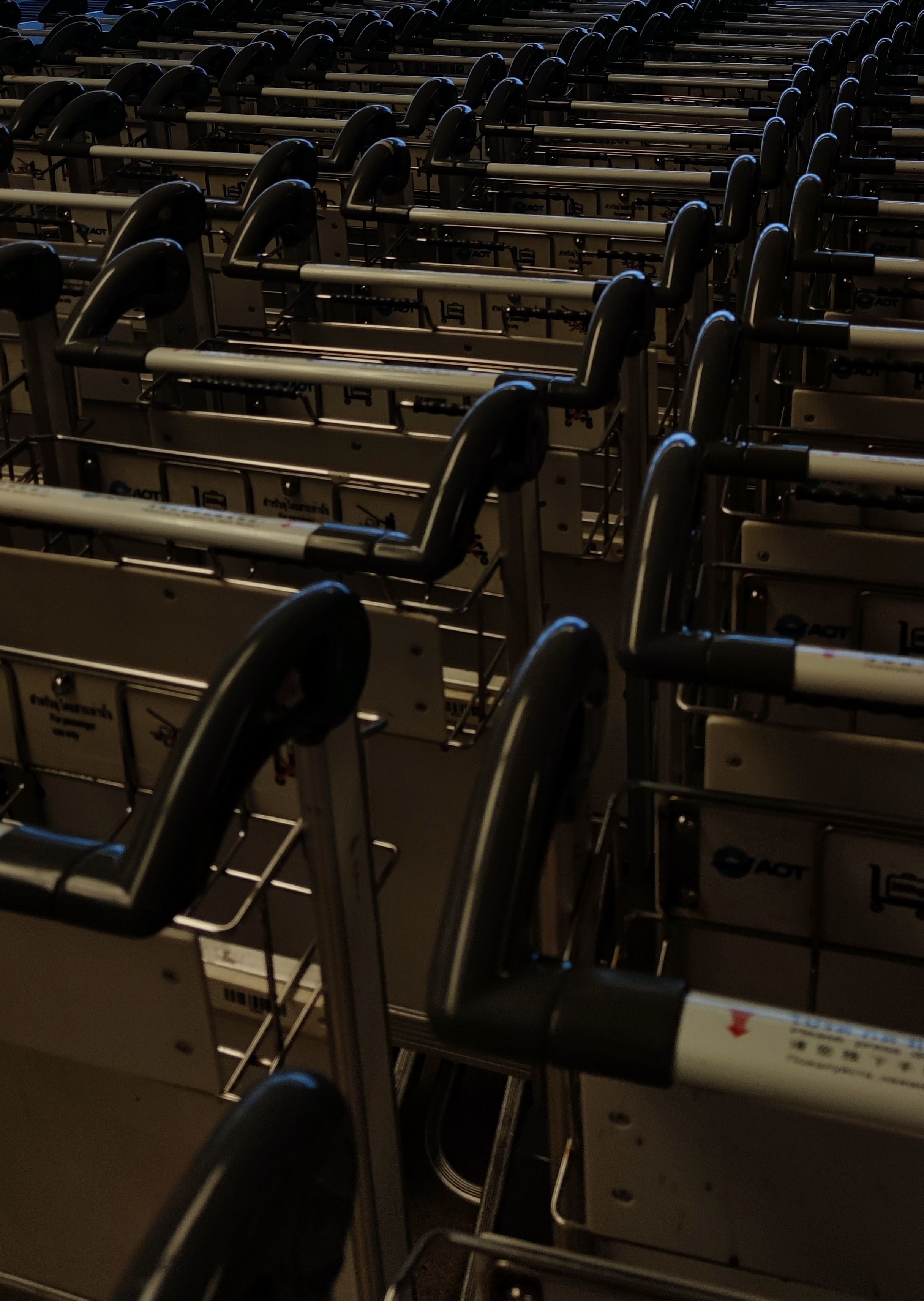 Shopping Carts in Line in Dark · Free Stock Photo