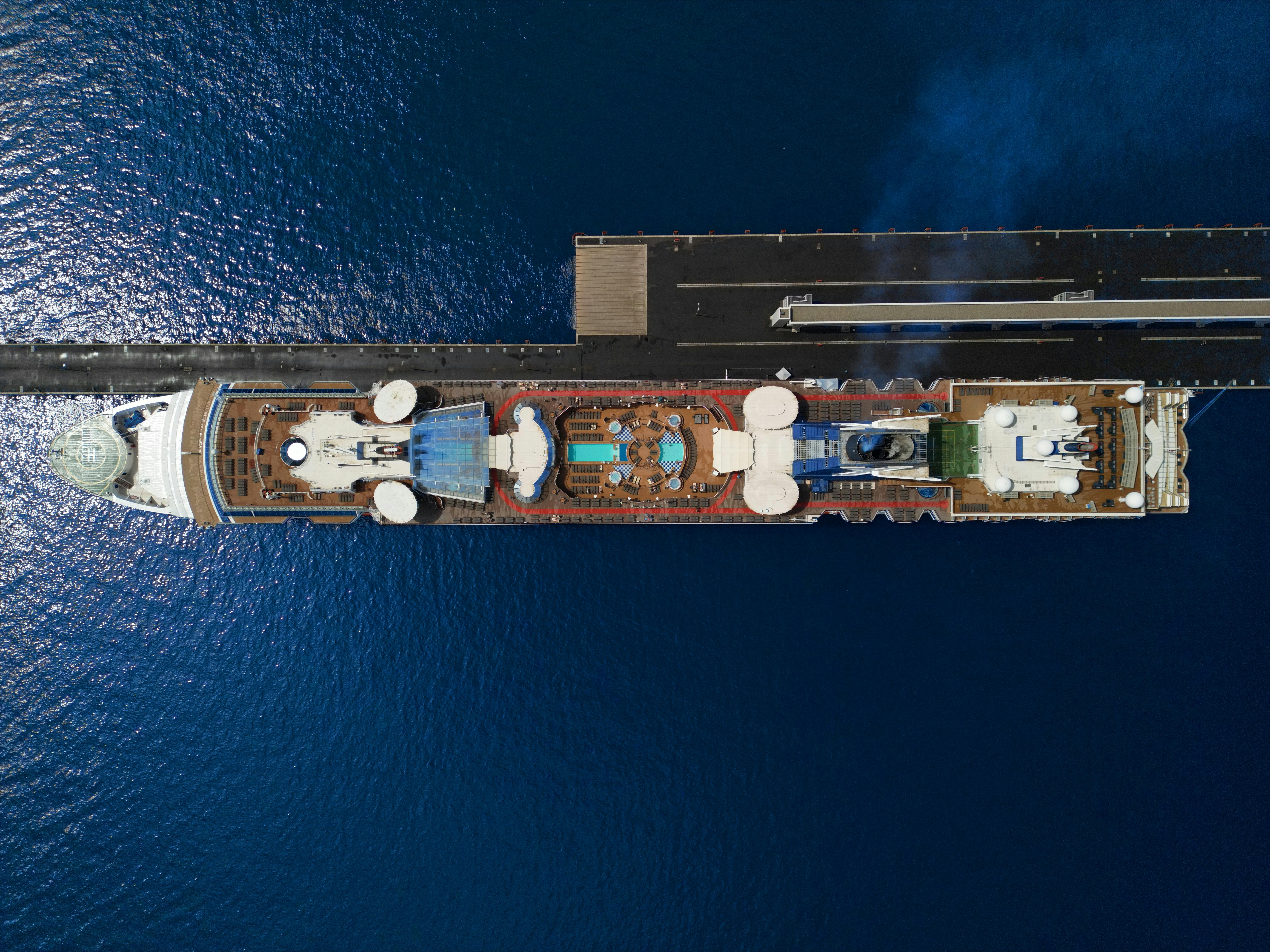 Top View of a Luxurious Cruise Ship · Free Stock Photo