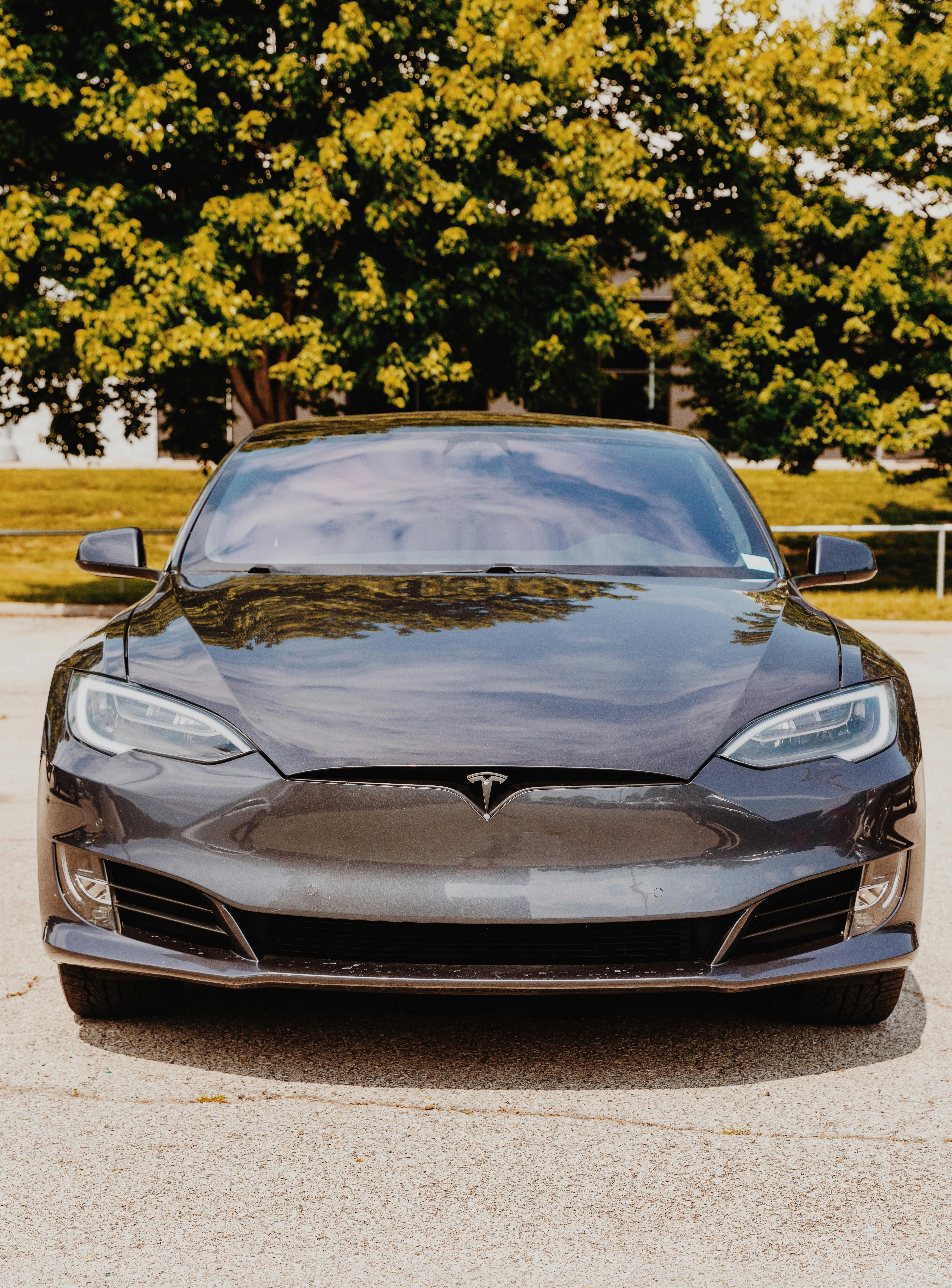 Front View of a Black Tesla Car · Free Stock Photo